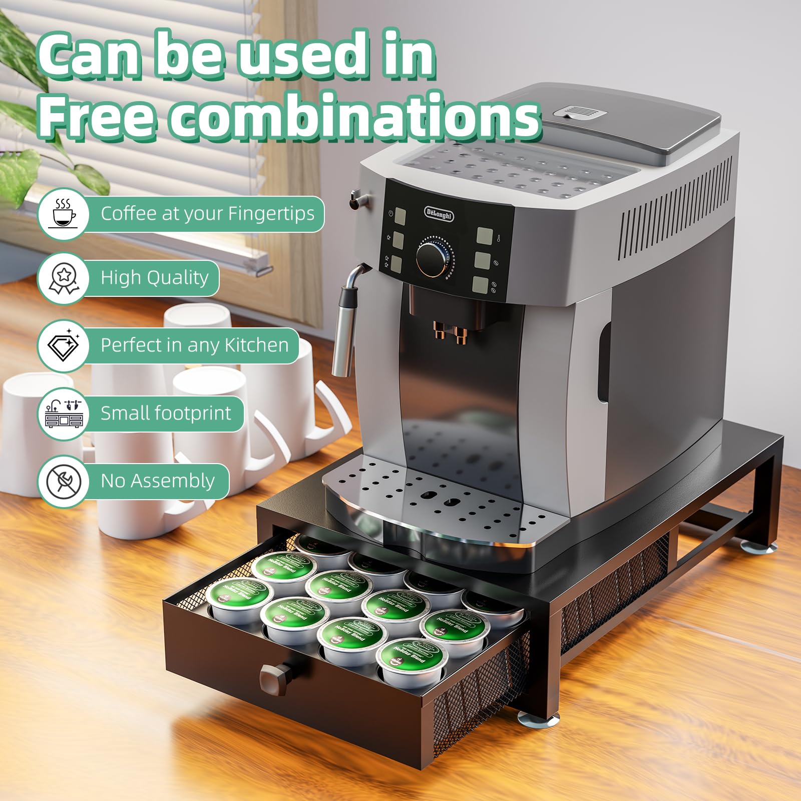 Simple Trending Coffee Pod Storage Drawer Holder for Keurig K-cup Coffee Pods, 24Pods Capacity, Black