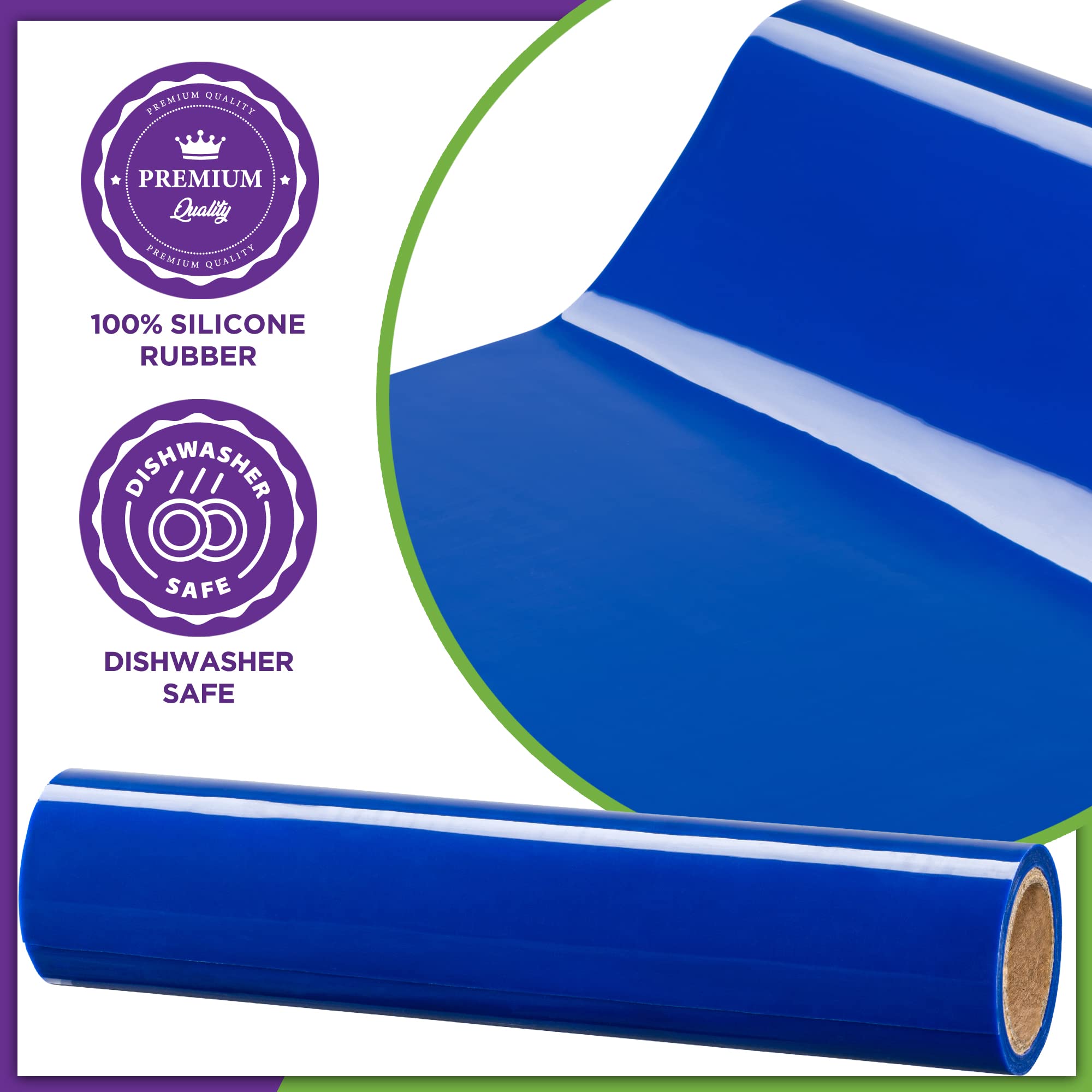 Mars Wellness Non Slip Silicone Grip Material Roll - Anti Slip Large Roll - 7.87" X 3' Feet - Cut to Size - Eating Aids, Baking, Crafts, Table, Counter, Drawer or Any Surface - Blue