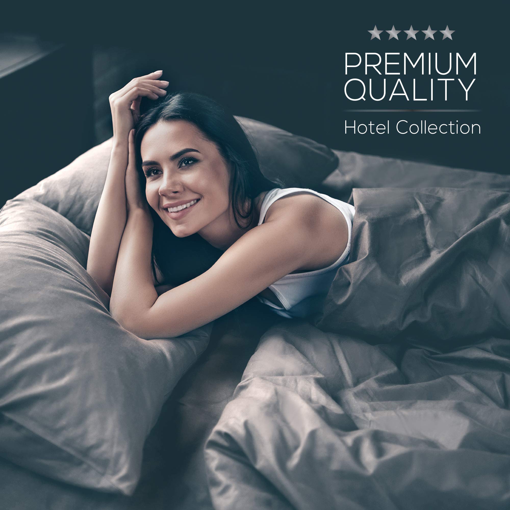 Mueller Ultratemp Bed Sheets Set, Super Soft 1800 Thread Count Egyptian 18-24 Inch Deep Pocket Sheets, Transfers Heat, Breathes Better, Hypoallergenic, Wrinkle, 6Pc, Light Gray Queen