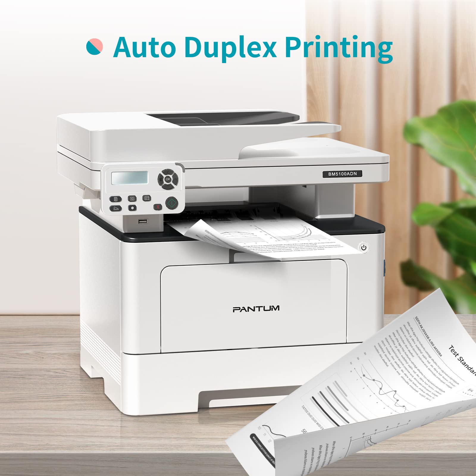 Pantum Laser Printer All in one Monochrome Multifunction Black and White Printer 40ppm,Auto Duplex,Copy&Scan,Network and USB Only, BM5100ADN
