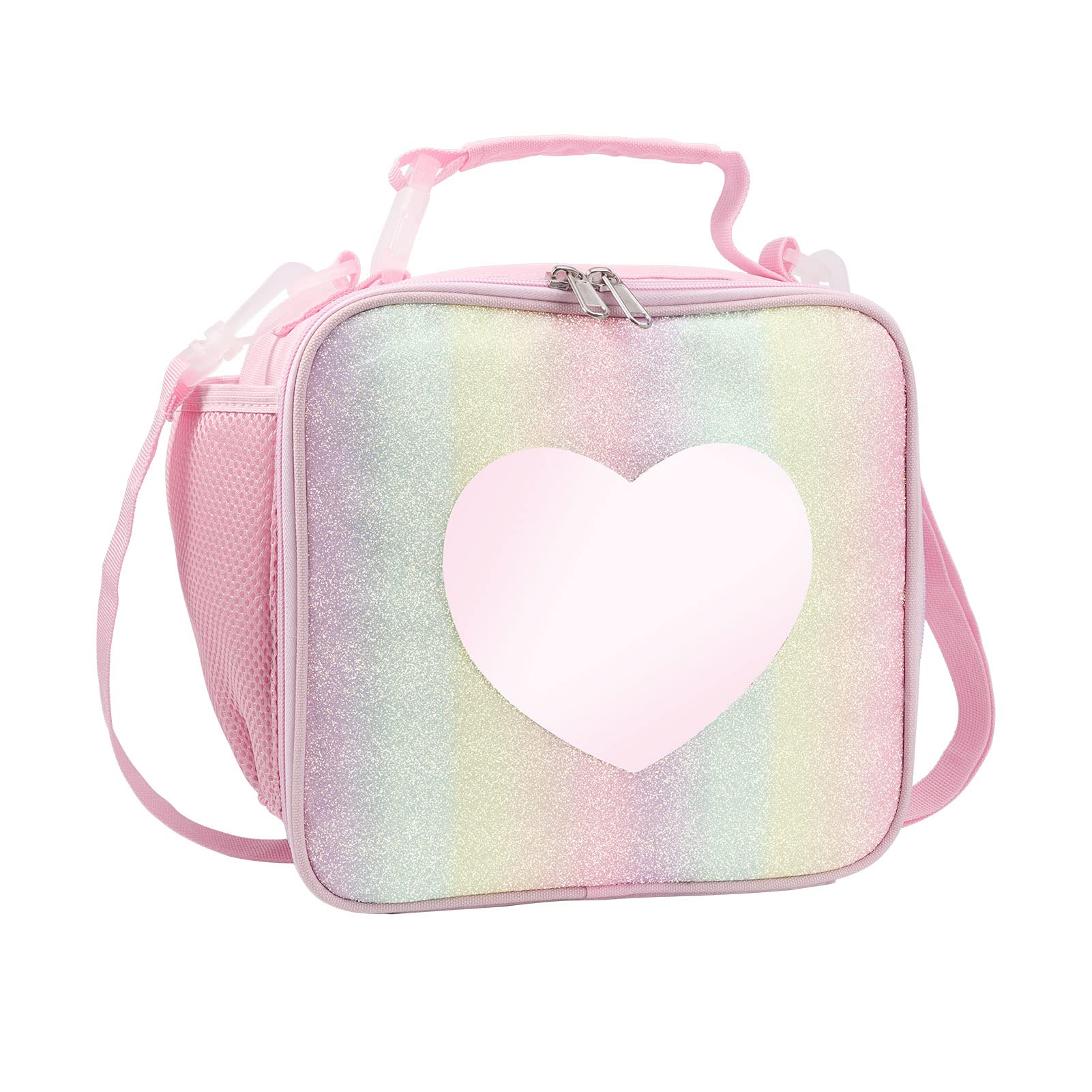Girls Backpack, Kids Backpack for Girls with Lunch Box Girls Rainbow Unicorn Backpack Sequin Glitter School Backpack Preschool Kindergarten Elementary School Bag for 4- 8 Years Old Girl