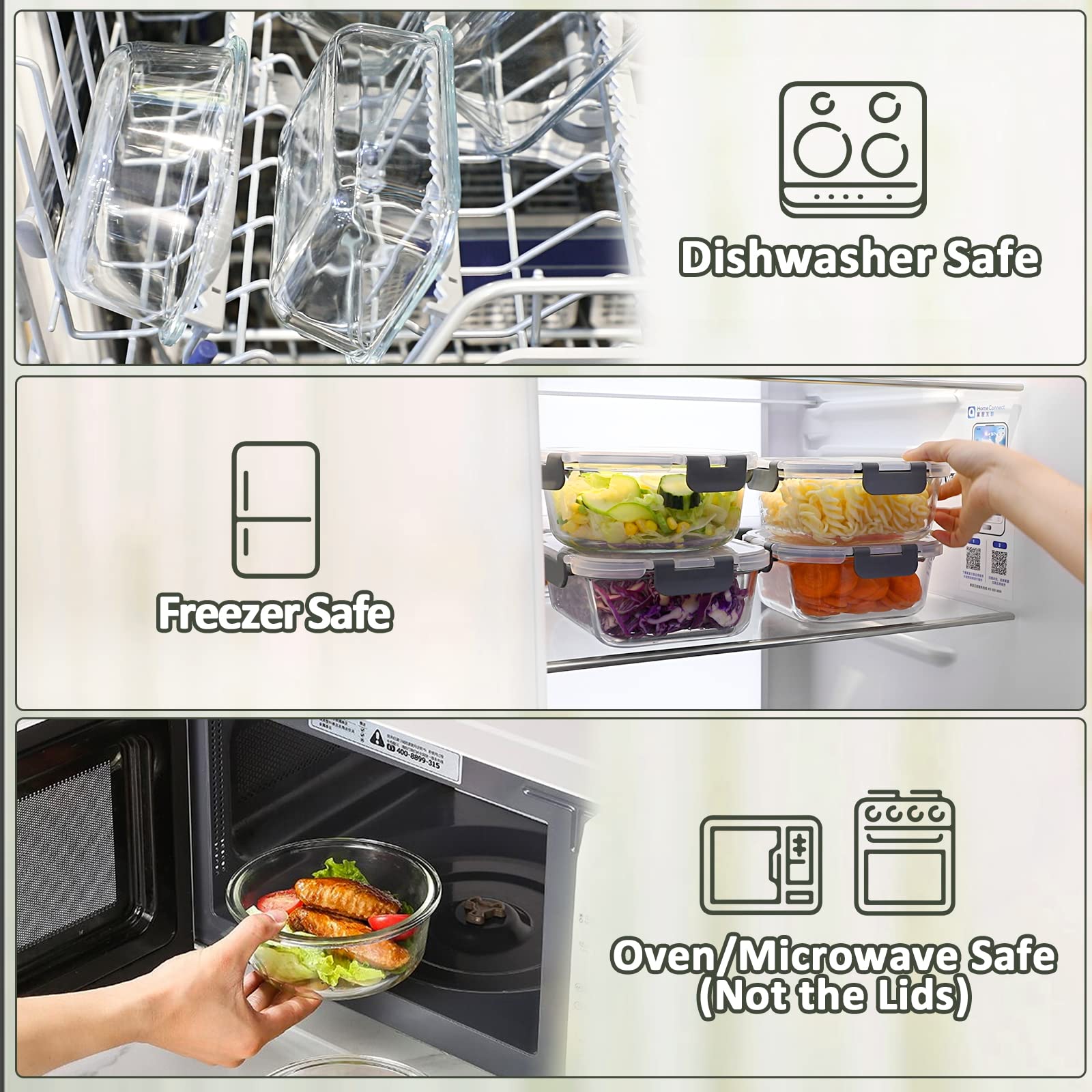 M MCIRCO 30 Pieces Glass Food Storage Containers with Upgraded Snap Locking Lids,Glass Meal Prep Containers Set - Airtight Lunch Containers, Microwave, Oven, Freezer and Dishwasher Friendly