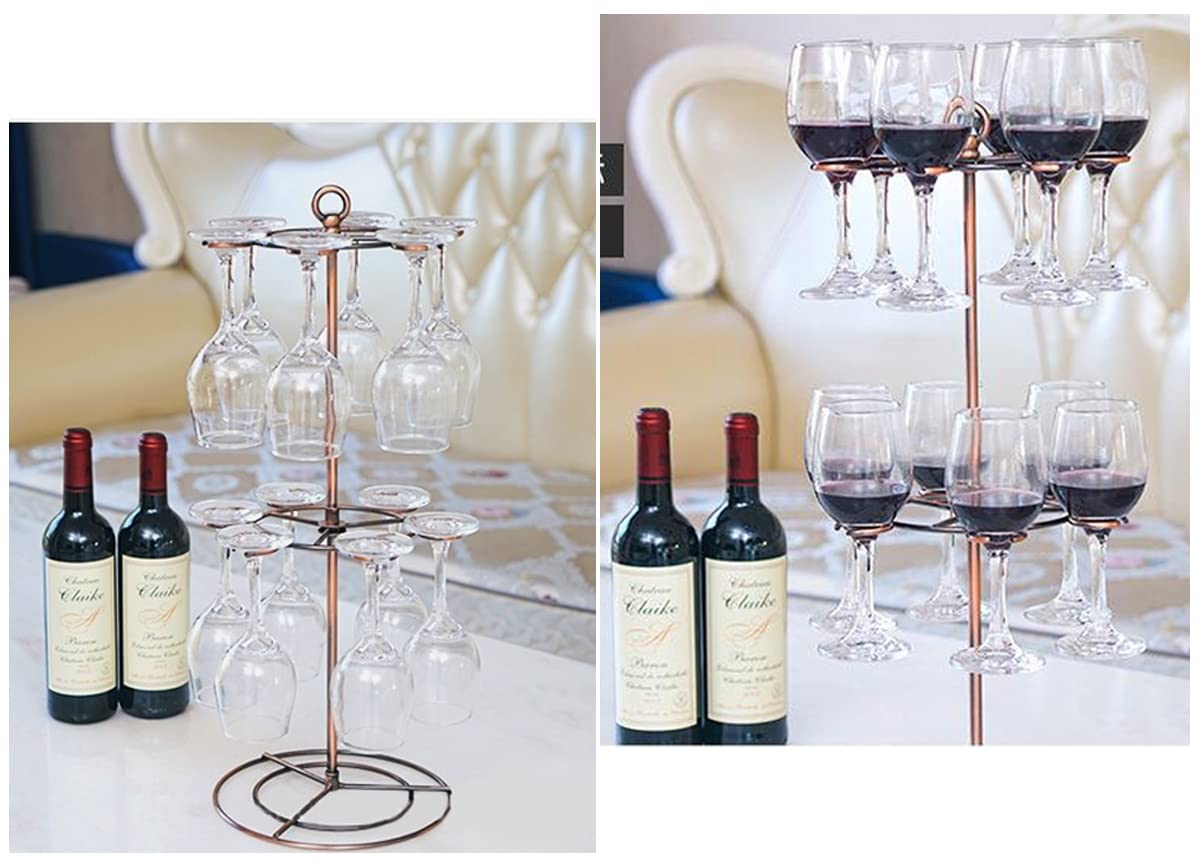 GeLive Flight Wine Server Stand Glasses Display Holder Tree Stemware Rack Hanger Organizer for Wine Tasting Party Bar Decoration Bronze