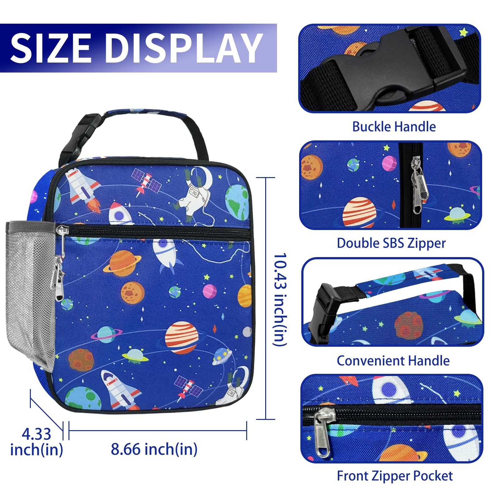 ProCattle Reusable Lunch Box for Men Boys, Small Lunch Bag for Teen/Man/Adult/Student Reusable Portable Lunchbox for Work Office School Picnic-Black