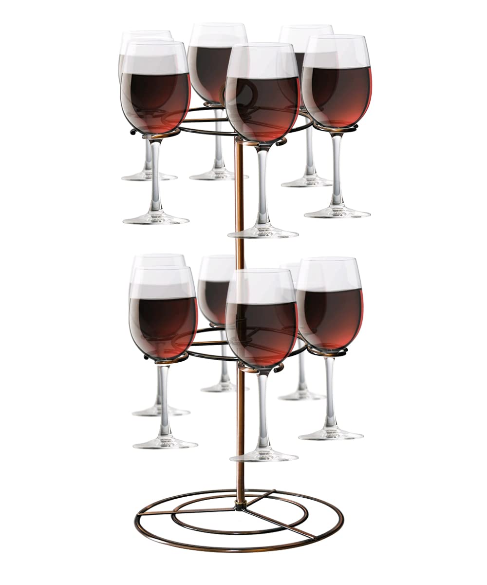 GeLive Flight Wine Server Stand Glasses Display Holder Tree Stemware Rack Hanger Organizer for Wine Tasting Party Bar Decoration Bronze
