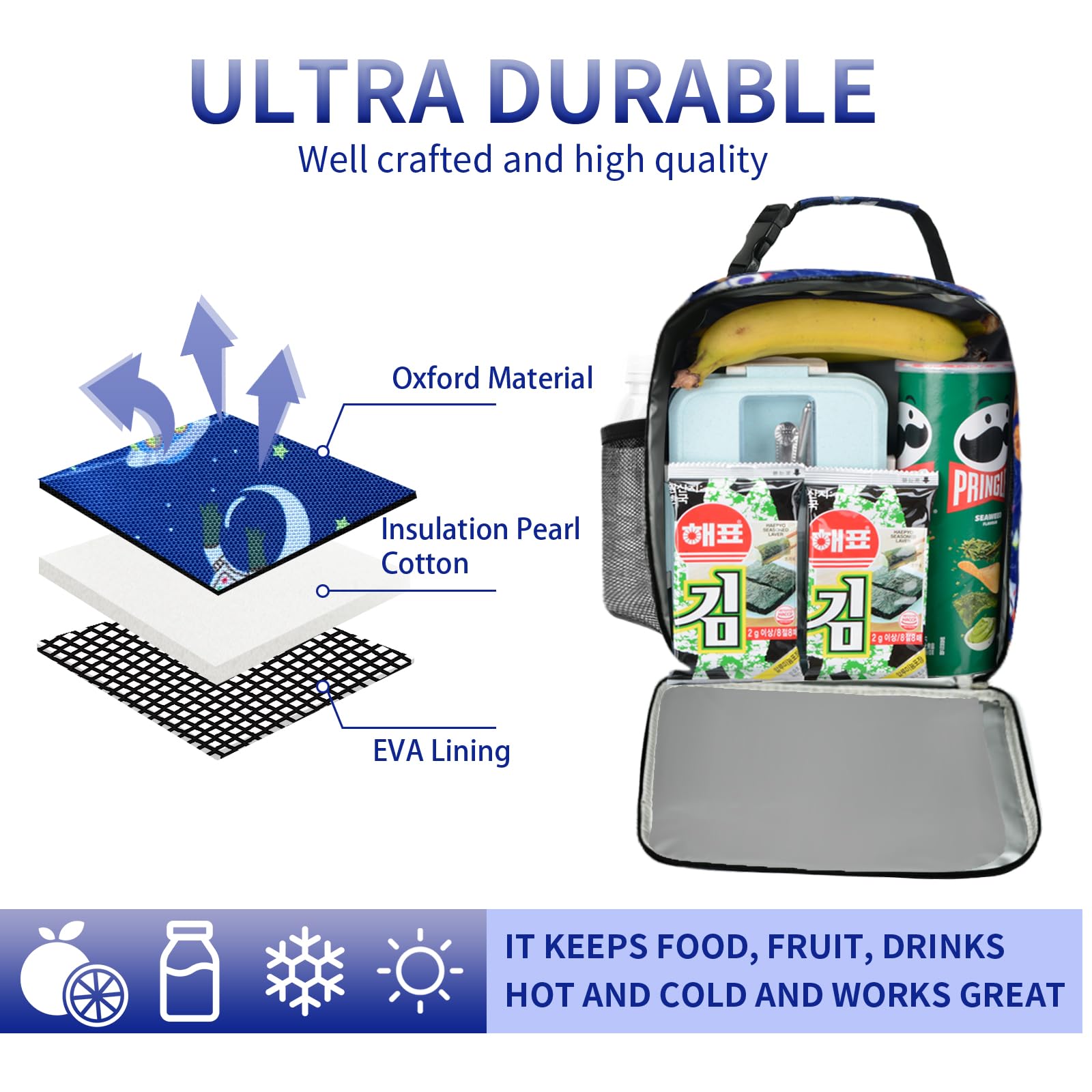 ProCattle Reusable Lunch Box for Men Boys, Small Lunch Bag for Teen/Man/Adult/Student Reusable Portable Lunchbox for Work Office School Picnic-Black