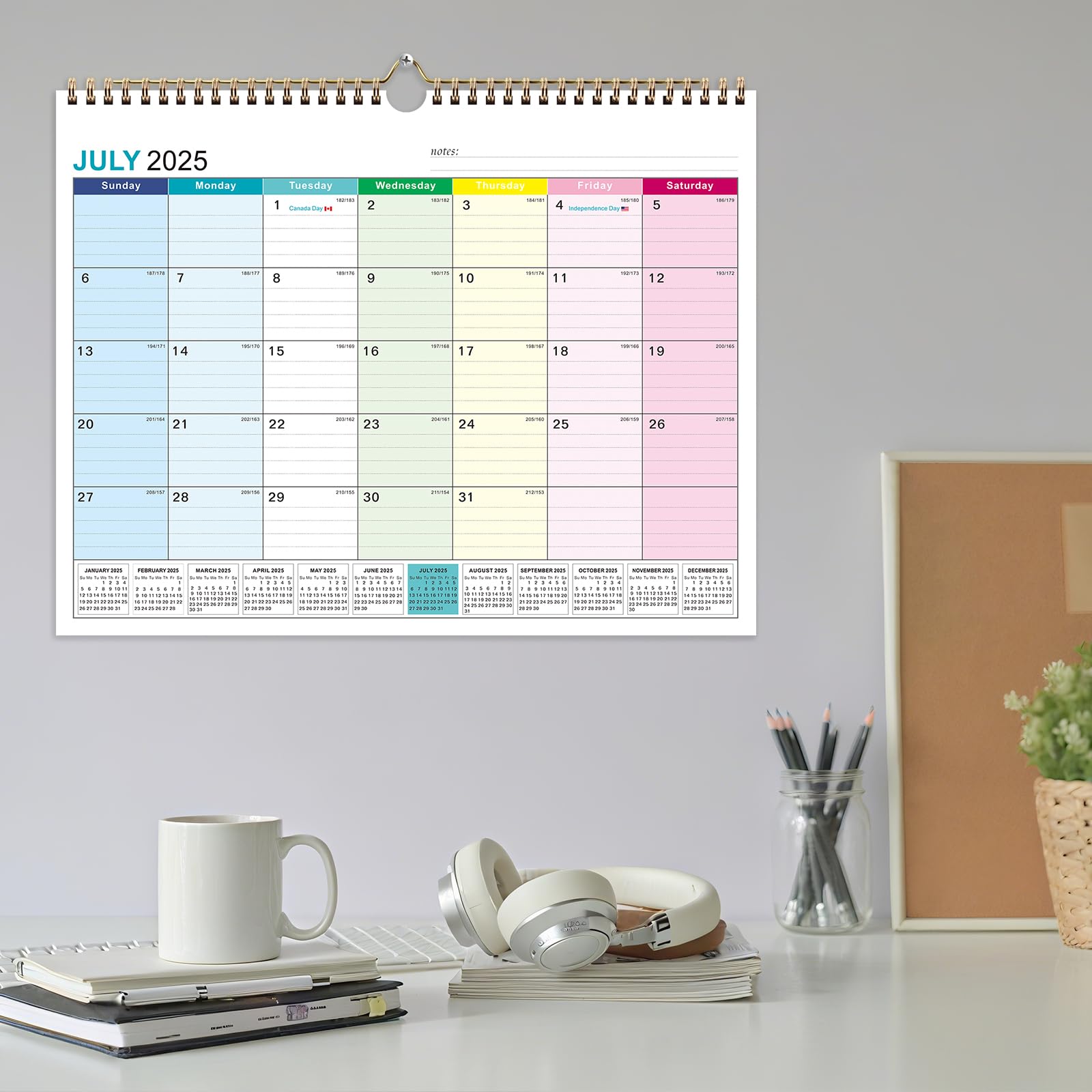 Kyweel Wall Calendar 2023-2024, January 2023-June 2024, 15" x 12", Highlight Holidays, Planning Calendar, Thick Paper