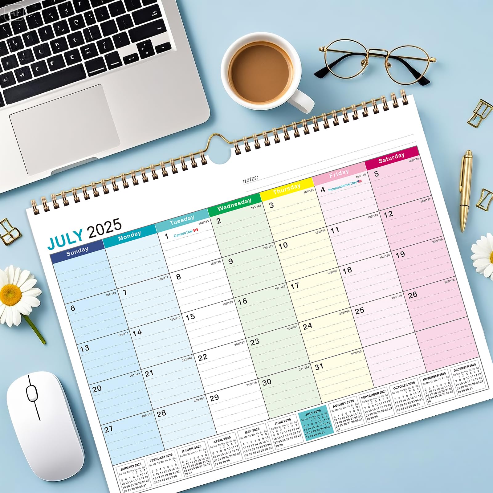Kyweel Wall Calendar 2023-2024, January 2023-June 2024, 15" x 12", Highlight Holidays, Planning Calendar, Thick Paper