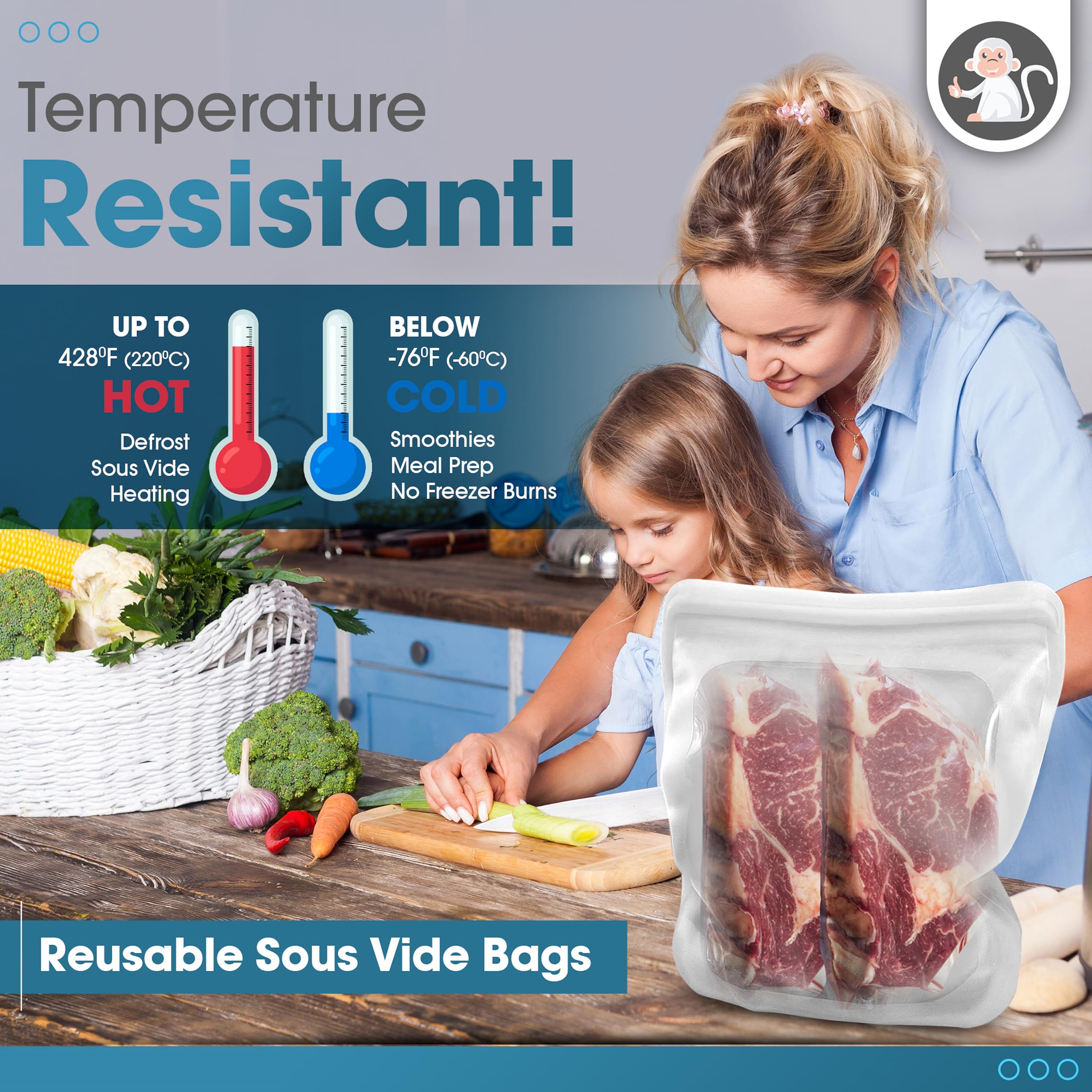 Silicone Food Storage Bag 102oz. XXL [Set of 2] Reusable Freezer Bags - Zero Waste Food and Container Lids Reusable Silicone Containers with Lid, Sous Vide, Extra Large Bags