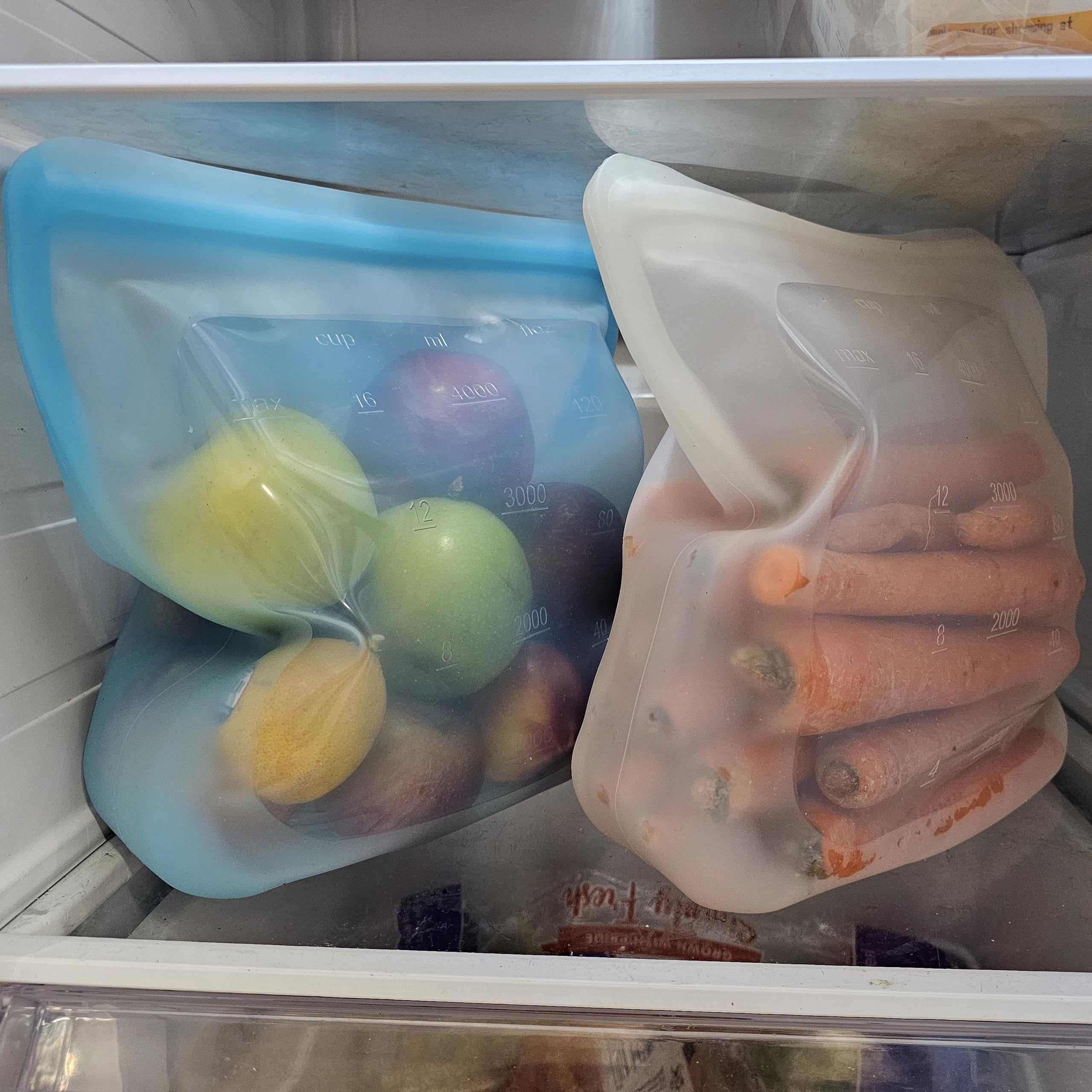 Silicone Food Storage Bag 102oz. XXL [Set of 2] Reusable Freezer Bags - Zero Waste Food and Container Lids Reusable Silicone Containers with Lid, Sous Vide, Extra Large Bags
