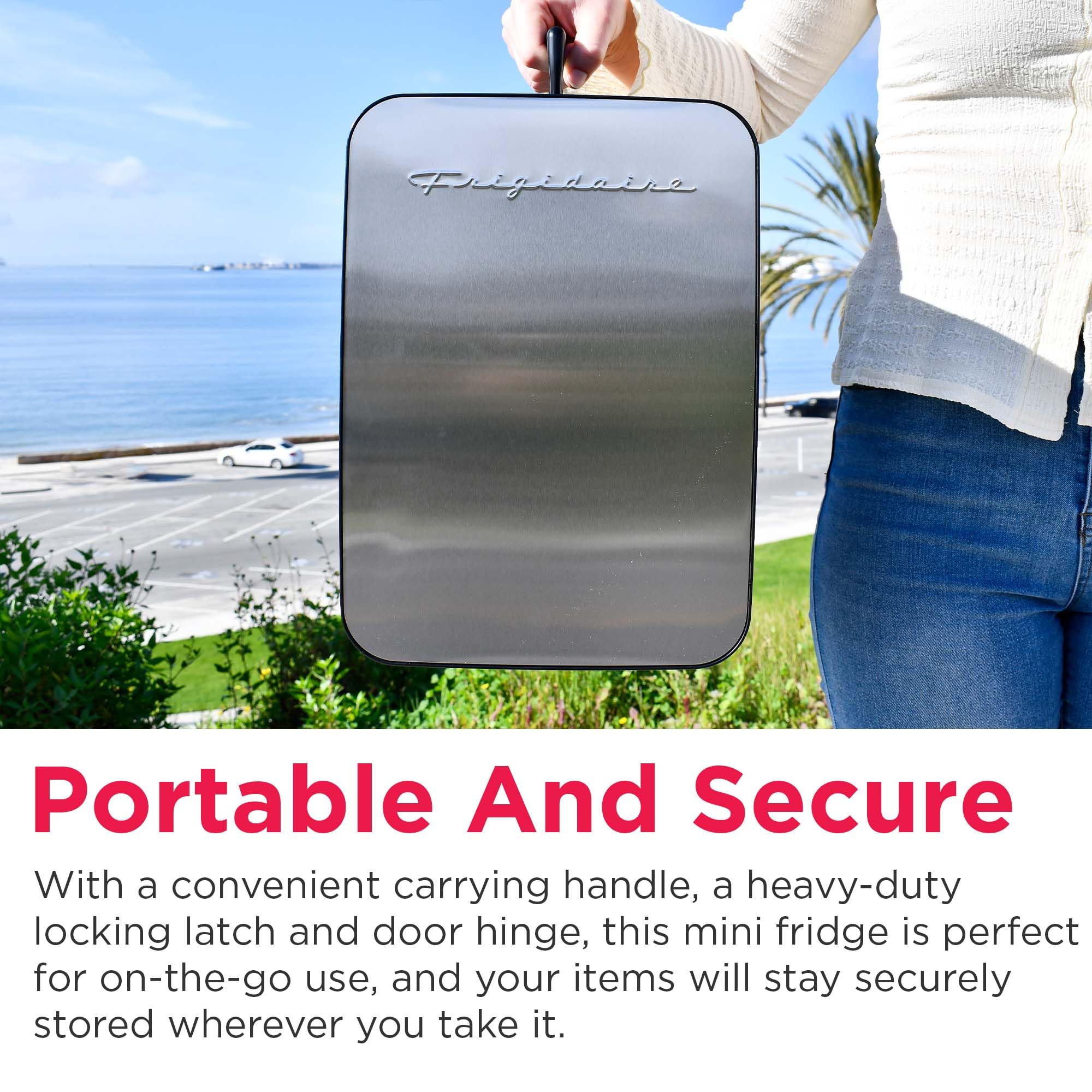 FRIGIDAIRE Portable 10L, 15-can Mini Fridge Brushed Stainless Rugged Refrigerator, EFMIS188-SS