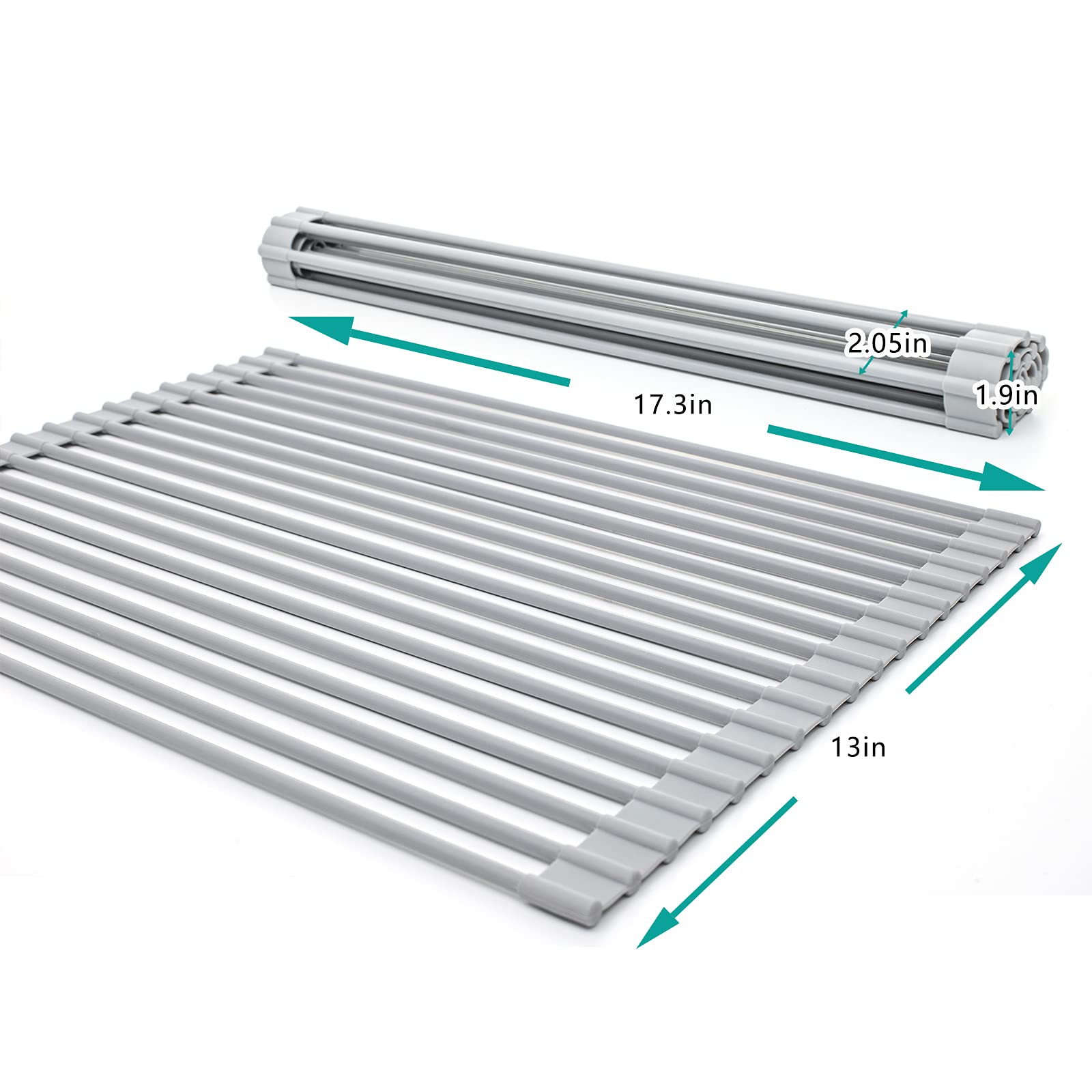 ONLEMY Roll Out Drying Rack for Sink(17.3''X13''),Dish Rack Silicone,Sink Drying Rack Roll Up,Silicone Drying Rack for Kitchen Sink Counter