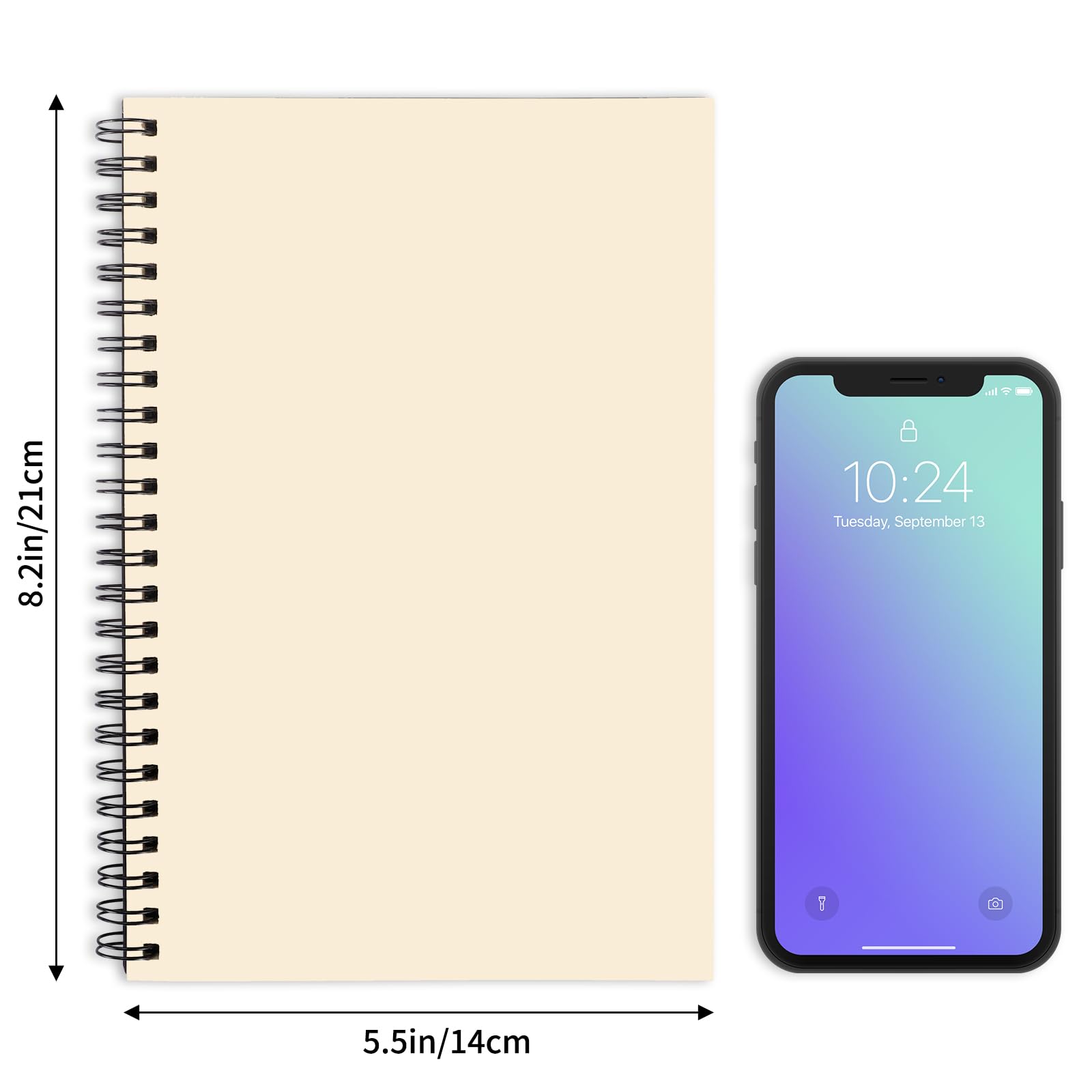 LABUK 2 Pack A5 Spiral Notebook 100 Pages Blank Sketchbook Pad Unlined Notebooks Soft Cover Kraft Journal 8.3"x 5.5" Memo Notepads Diary Planner, 50 Sheets for School Office Travel (Black)
