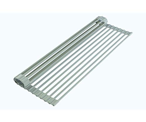 True & Tidy, Multi-Purpose Over The Sink Roll-Up Drying Rack, DR-881, Gray