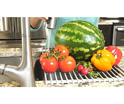 True & Tidy, Multi-Purpose Over The Sink Roll-Up Drying Rack, DR-881, Gray