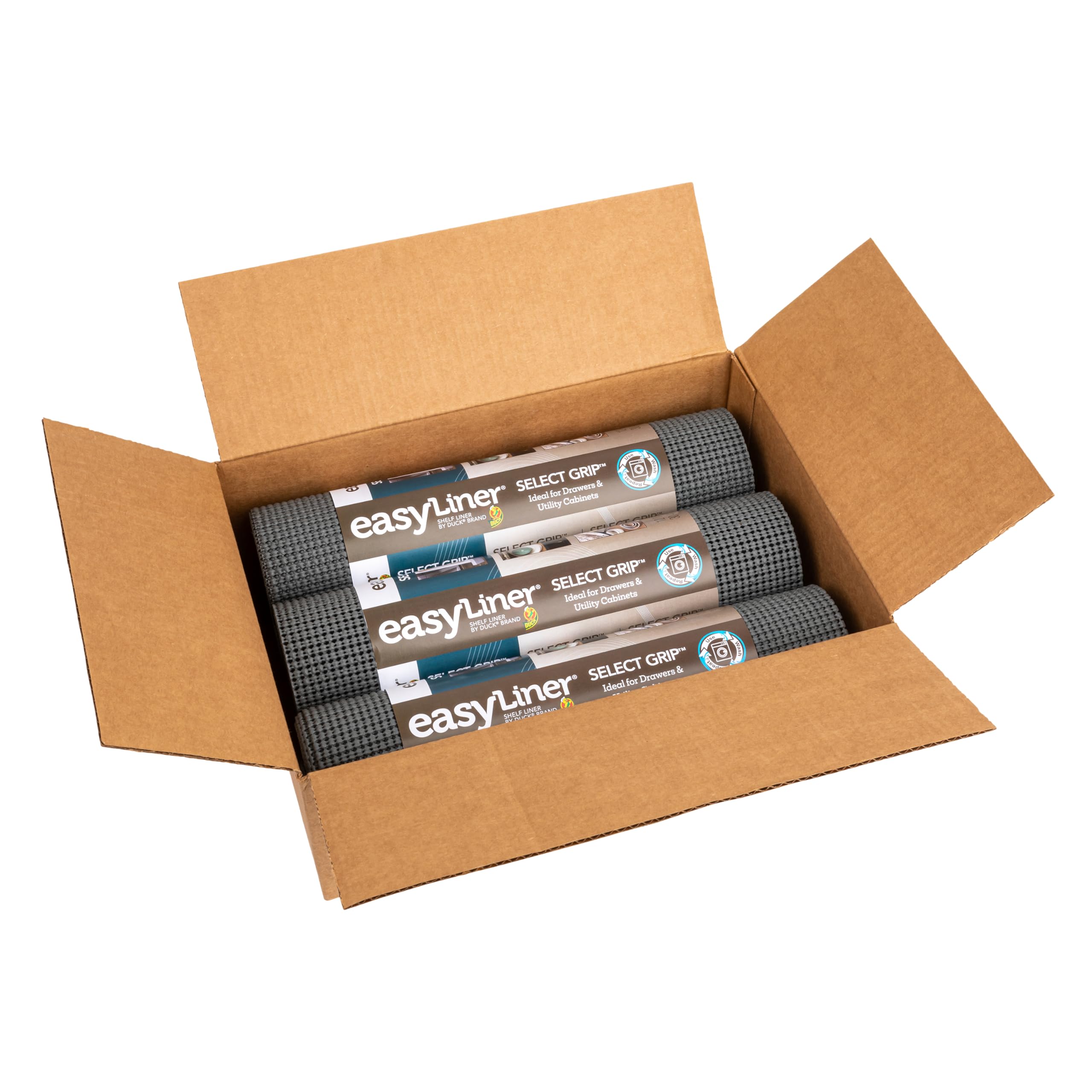 Duck EasyLiner Brand Select Grip Shelf Liner, Dark Gray, 12 in. x 10 ft, 6 Rolls, 10'