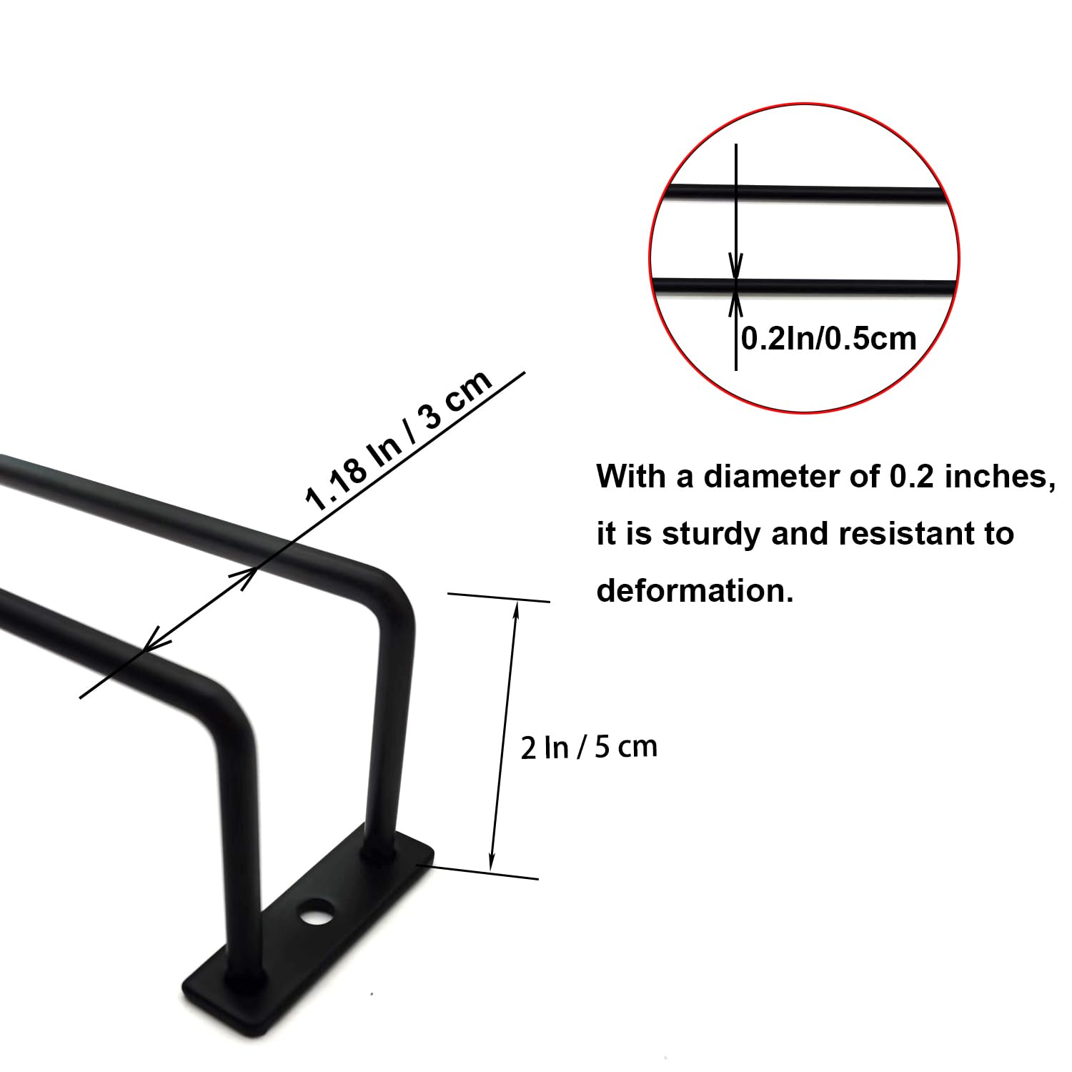 RedDreamer 14-Inch Black Wine Glass Rack, Under Cabinet Wine Glass Holder Stainless Steel Stemware Rack - Hanging Stemware Holder for Cabinet Kitchen Bar, Set of 2