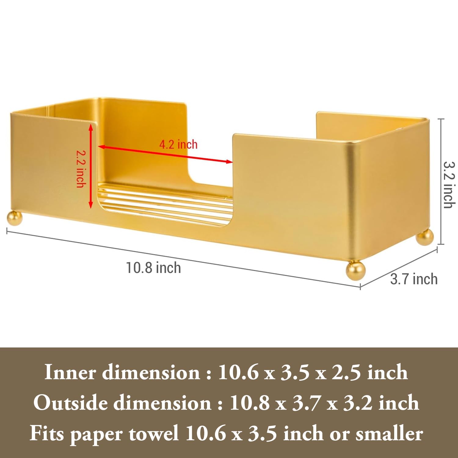 MyGift Modern Brass Tone Metal Tabletop Commercial Folded Paper Towel Holder Dispenser Tray