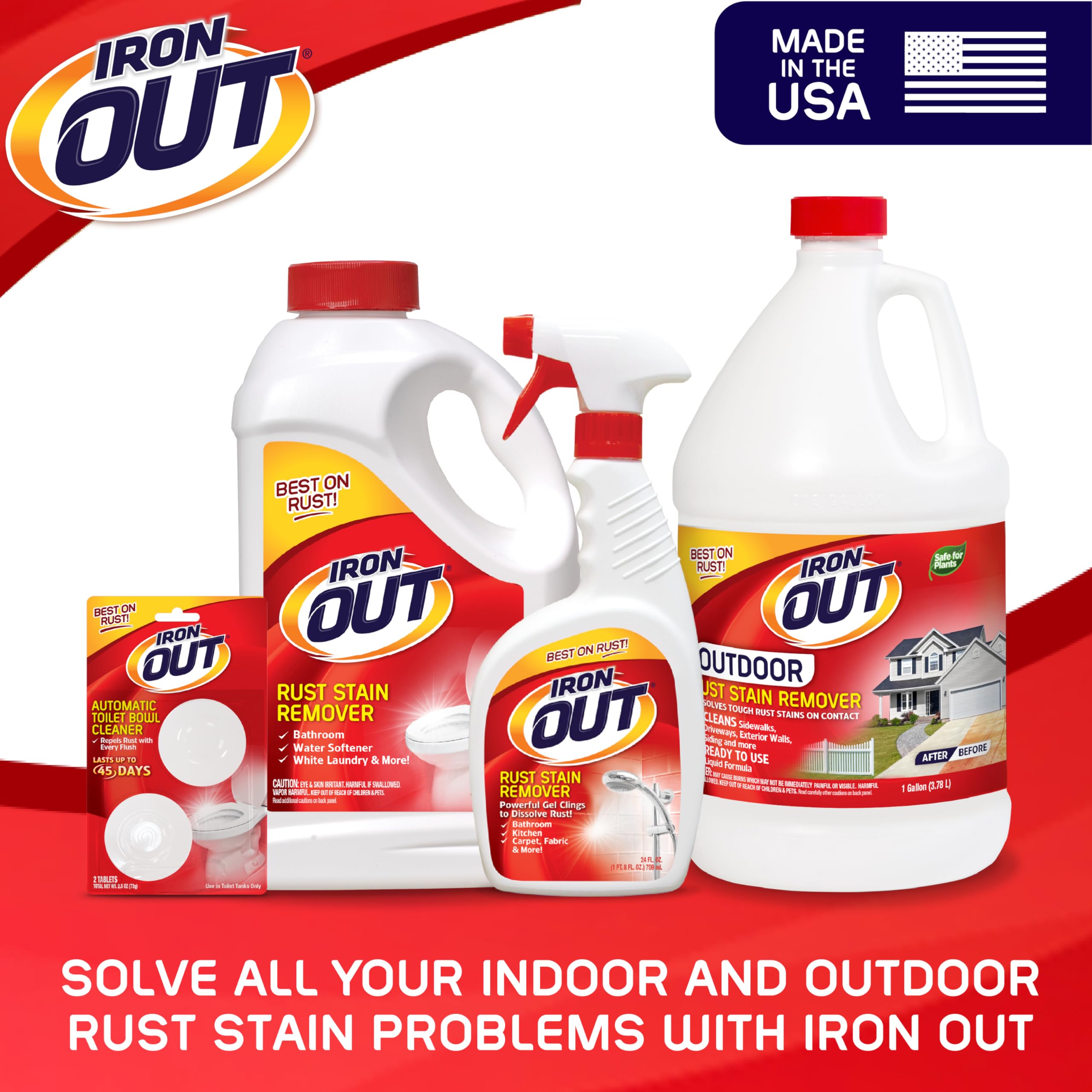 Iron OUT Spray Gel Rust Stain Remover, Remove and Prevent Rust Stains in Bathrooms, Kitchens, Appliances, Laundry, Outdoors, white