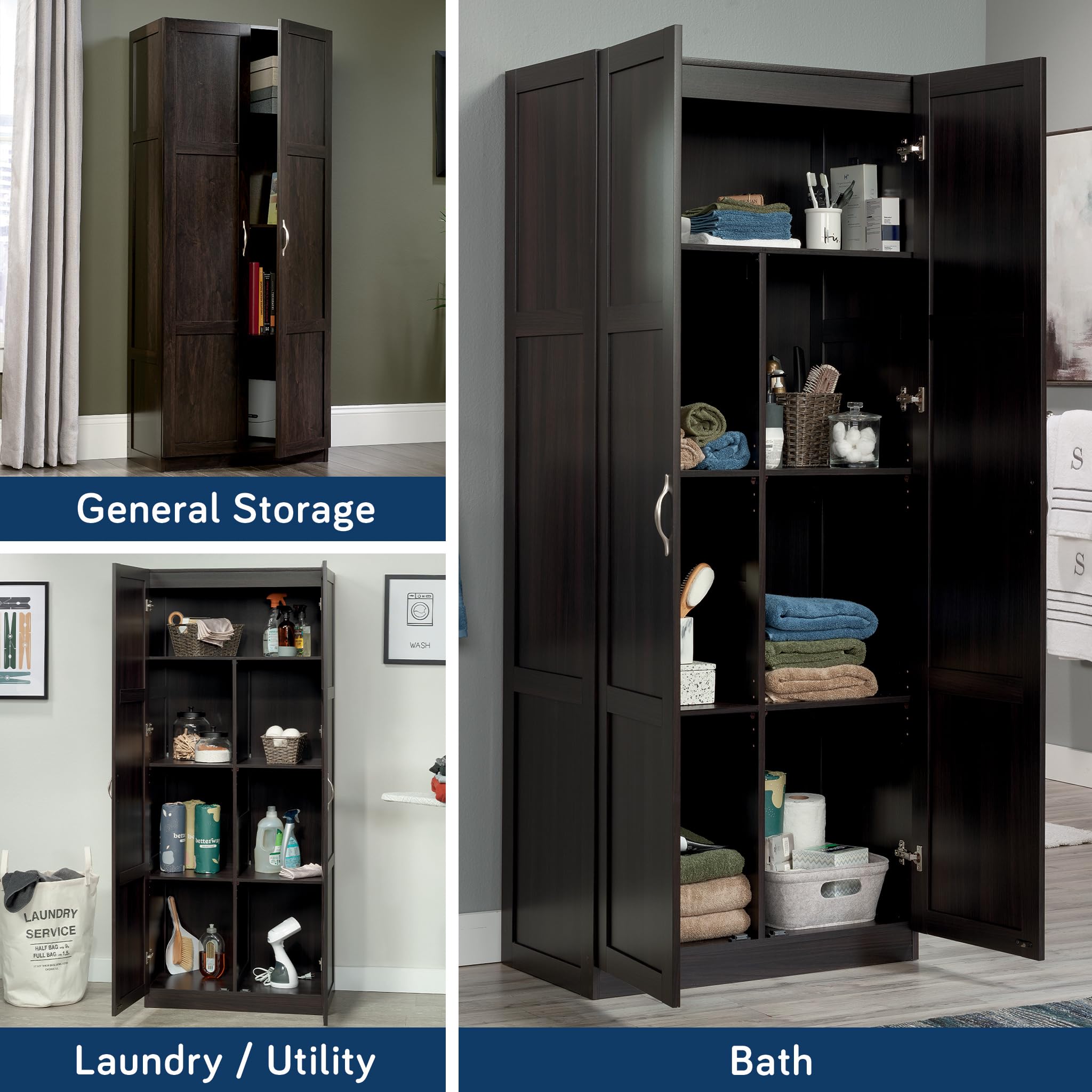 Sauder 419496 Miscellaneous Storage Storage Cabinet, L: 29.375" x W: 16.125" x H: 71.125", Cinnamon Cherry finish