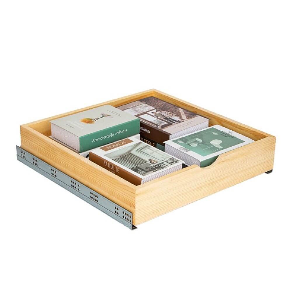 WoodCabinet High-End Soft Close Assemble Ready FULLY Assembled Cabinet Shelf Pull-Out Wood Drawer Organizer Storage 33(W) x 4(H) x 21(D)