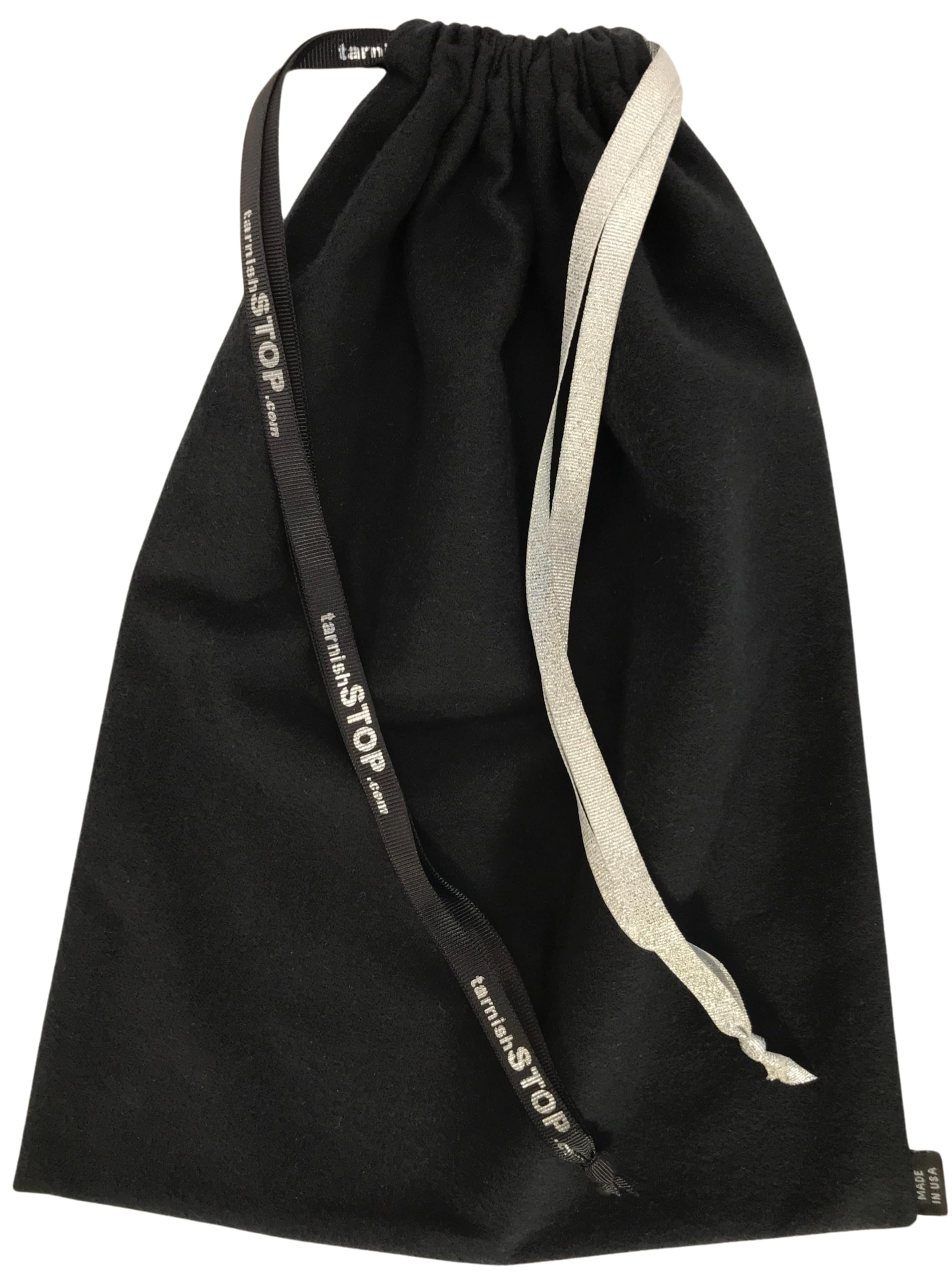 TarnishSTOP, USA Made, 13"x10”, Luxury Anti-Tarnish Cloth Bag for Silver Storage, Silverplate, Sterling, Flatware, Jewelry - Keep Polished Silver Gleaming - Highest Quality & Rich Tuxedo BLACK Design