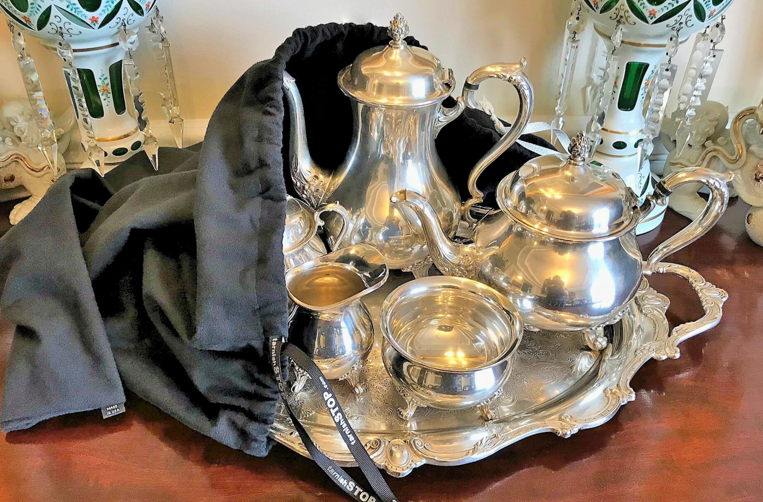 TarnishSTOP, USA Made, 13"x10β, Luxury Anti-Tarnish Cloth Bag for Silver Storage, Silverplate, Sterling, Flatware, Jewelry - Keep Polished Silver Gleaming - Highest Quality & Rich Tuxedo BLACK Design