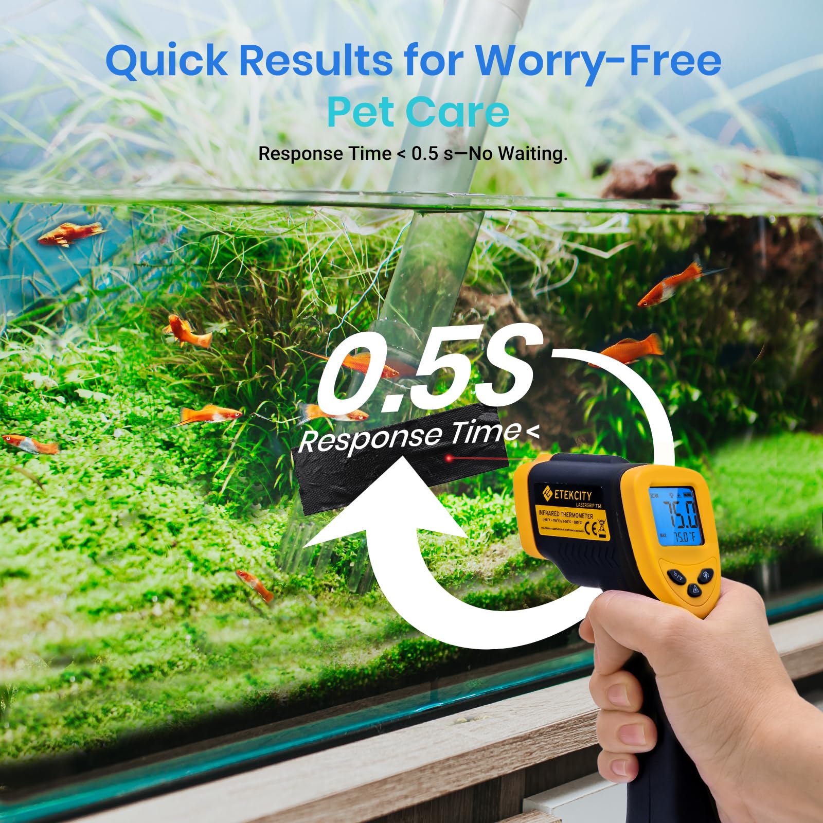 Etekcity Infrared Thermometer 1080, Heat Temperature Temp Gun for Cooking, Laser IR Surface Tool for Pizza Oven, Meat, Griddle, Grill, HVAC, Engine, Accessories, -58°F to 1130°F, Yellow