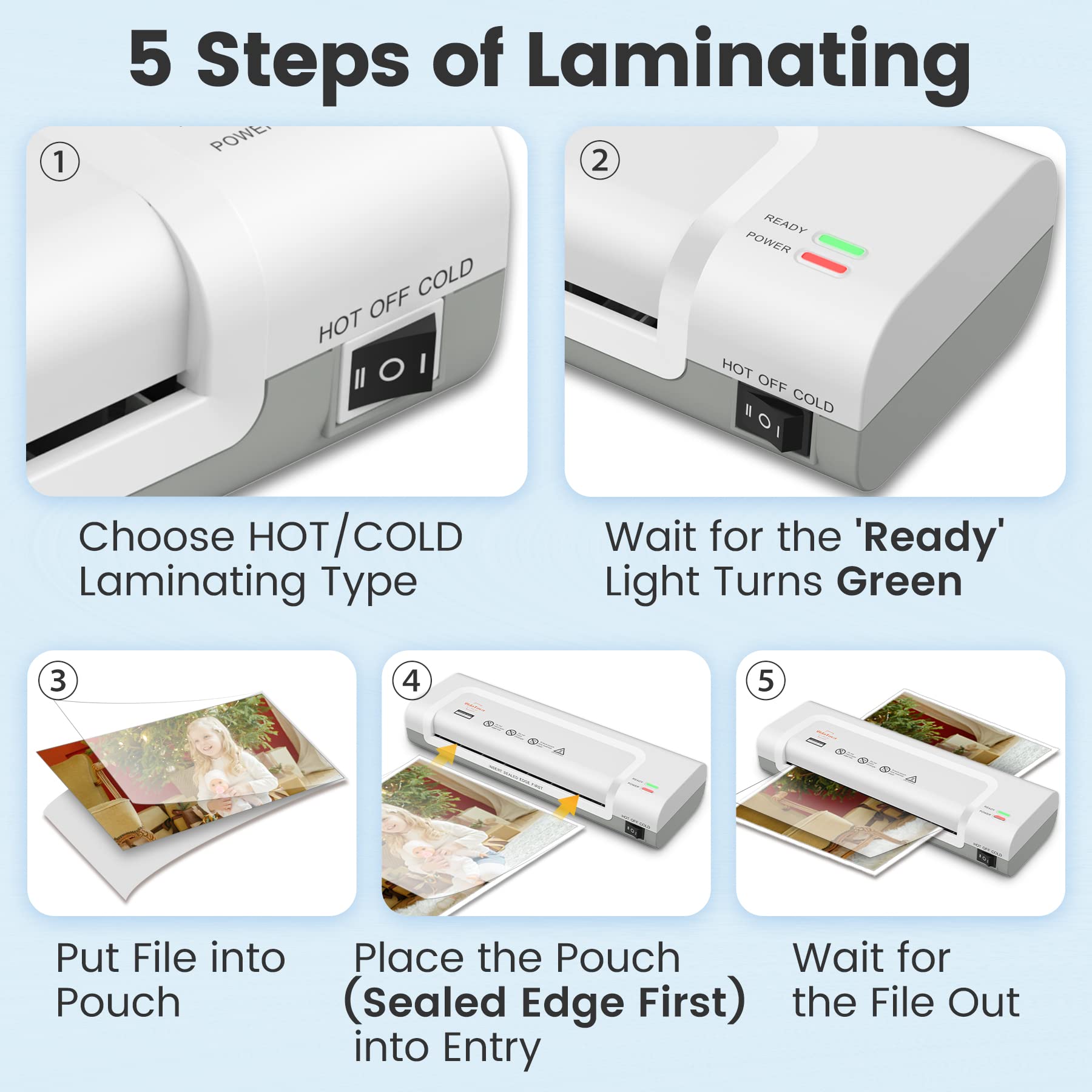 Laminator Machine,VidaTeco 9-inch Thermal Laminator with Laminating Sheets 20 pcs,Laminating Machine with 2-Min Faster Preheat,Small Personal Lamination Machine with Patented Roller for Teacher,Home