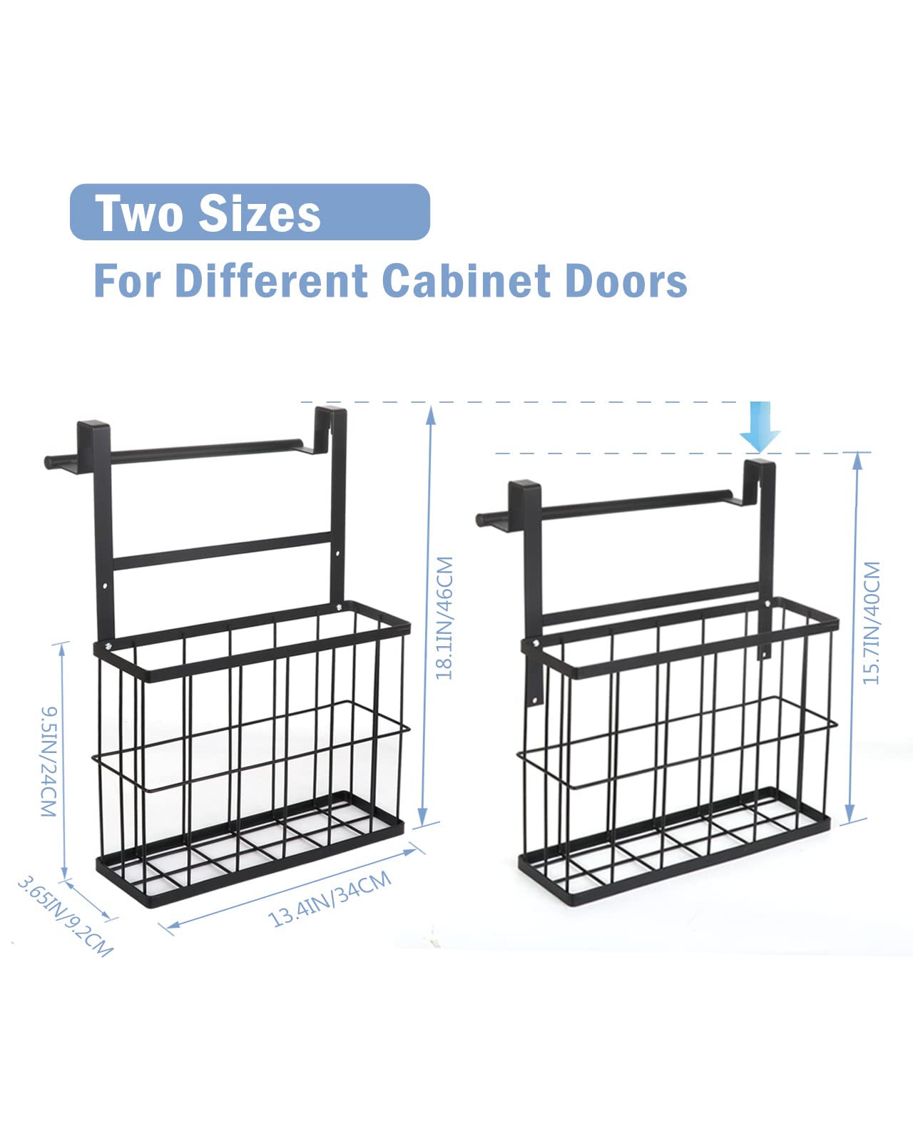 JSVER Over Cabinet Organizer Kitchen Cabinet Organizer, Cabinet Door Organizer with Towel Holder for Cutting Board, Aluminum Foil, Baking Sheet, Plastic Wrap