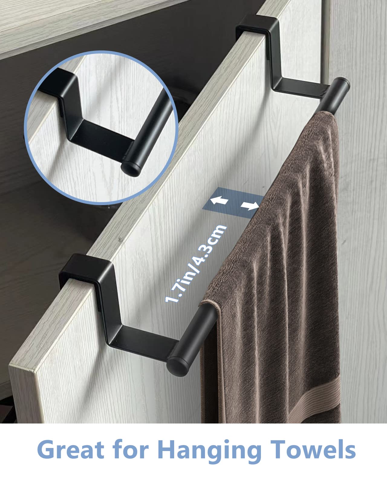 JSVER Over Cabinet Organizer Kitchen Cabinet Organizer, Cabinet Door Organizer with Towel Holder for Cutting Board, Aluminum Foil, Baking Sheet, Plastic Wrap
