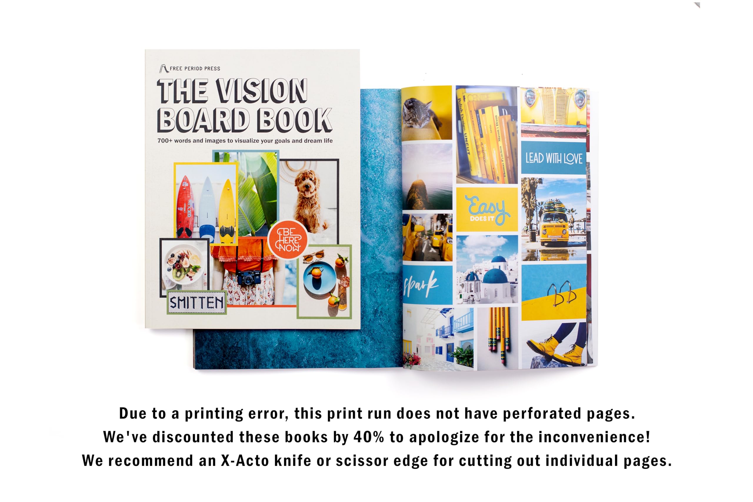 Free Period Press Vision Board Book, 700+ Words & Images in All Categories, for Visualizing Your Life Goals & Dreams, Playful, Stylish and Diverse Pictures for Collage Making & Scrapbooking