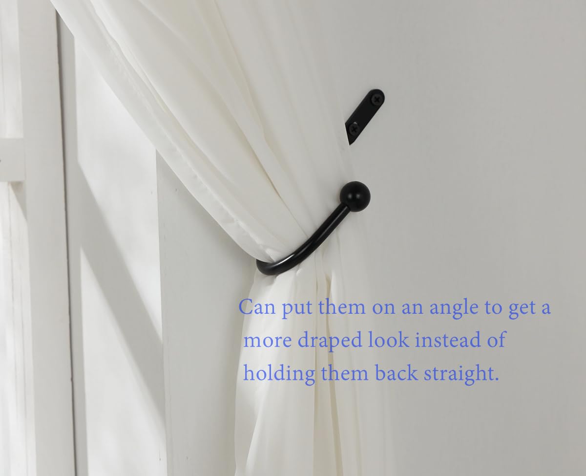 VRSS Curtain Tiebacks Drapery Holdbacks Simple Vintage Style (2pcs Black)