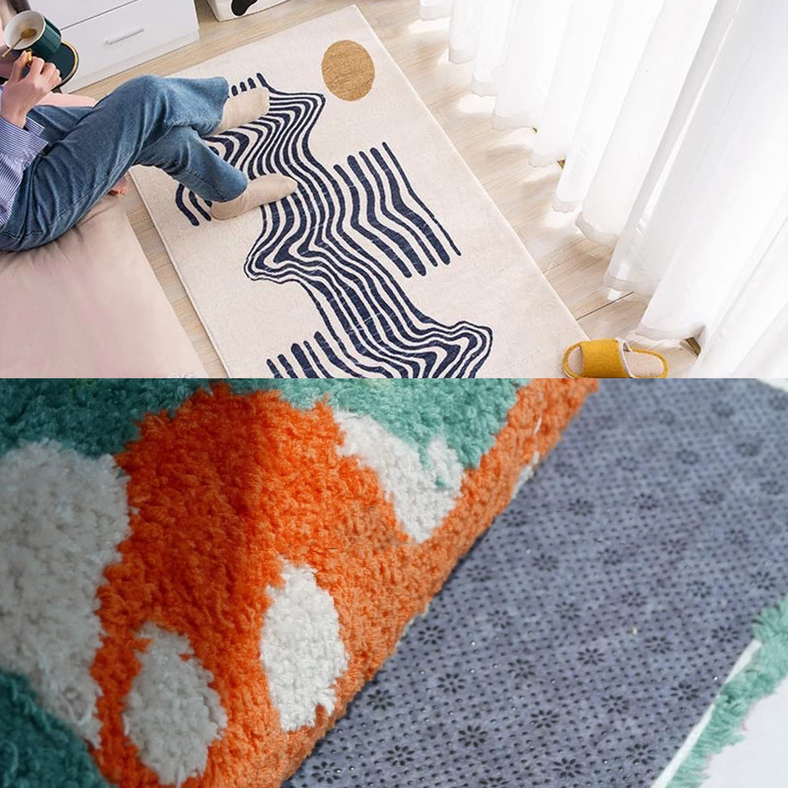 Antislip Vinyl Primary Tufting Cloth Backing Fabric Non Slip Pad with Plum Blossom Pattern for Carpets Rug Tufting Gun Cushion Punch Needle (70 x 39 Inch) (Black)