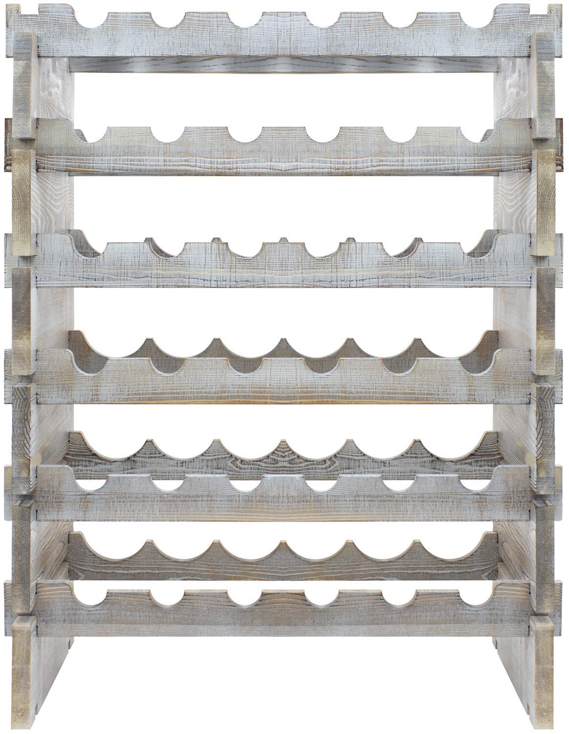 Sorbus® Wood Wine Stackable Rack 6 Tier — Rustic Style Wine Racks for Bottles — Perfect for Bar, Wine Cellar, Basement, Cabinet, Pantry, etc. (6-Tier, Grey Wood)