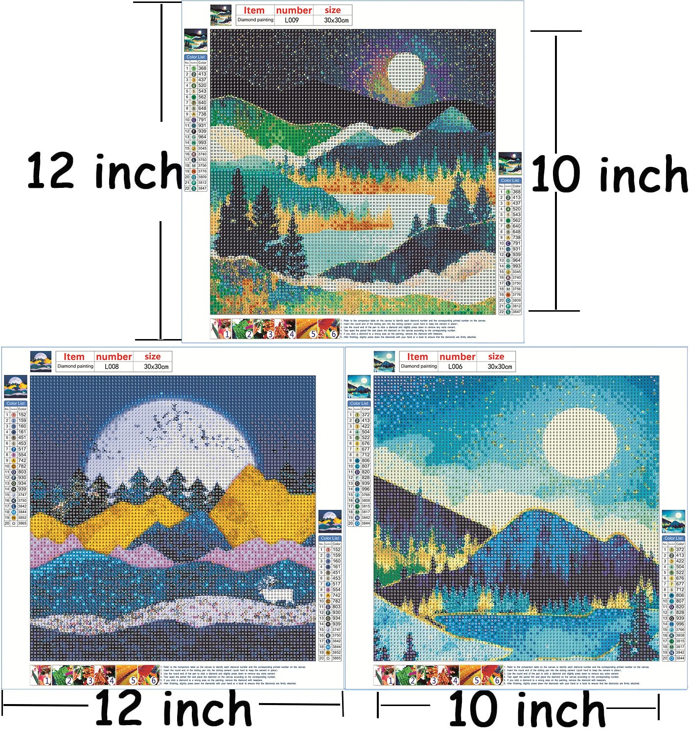 9 Pack Diamond Painting - DIY 5D Diamond Painting Kits for Adults - Diamond Art Kits for Adults & Kids Full Drill 12x12 inch - by TWBB