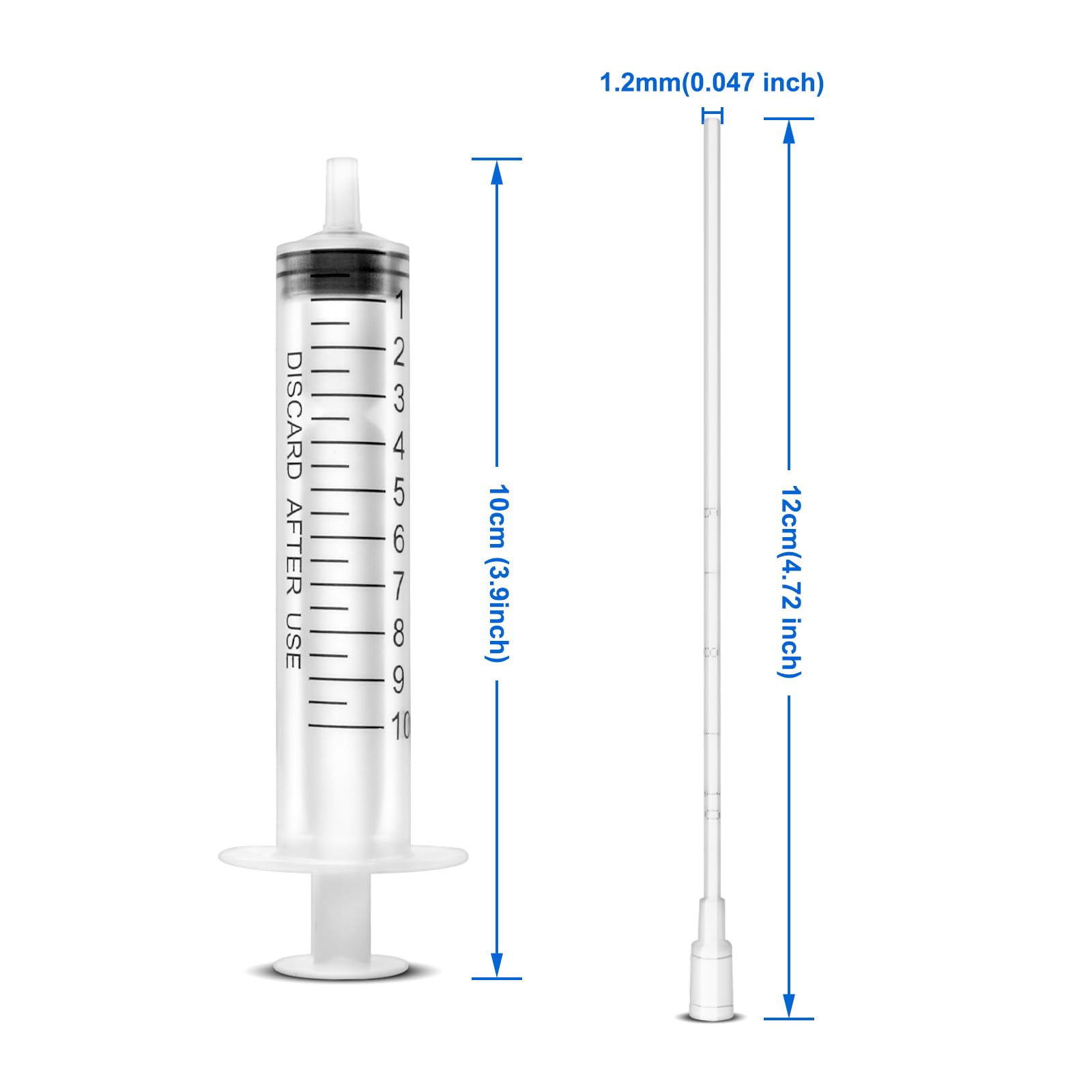 6 Pack-10ml Ink Syringe with 16 Ga Blunt Needle Tip and Soft Plastic Tube Suitable for Glue Application,Liquid Dispensing and Measuring, Pet Food Feeding,Refilling Ink Cartridges,CISS or Flux pen