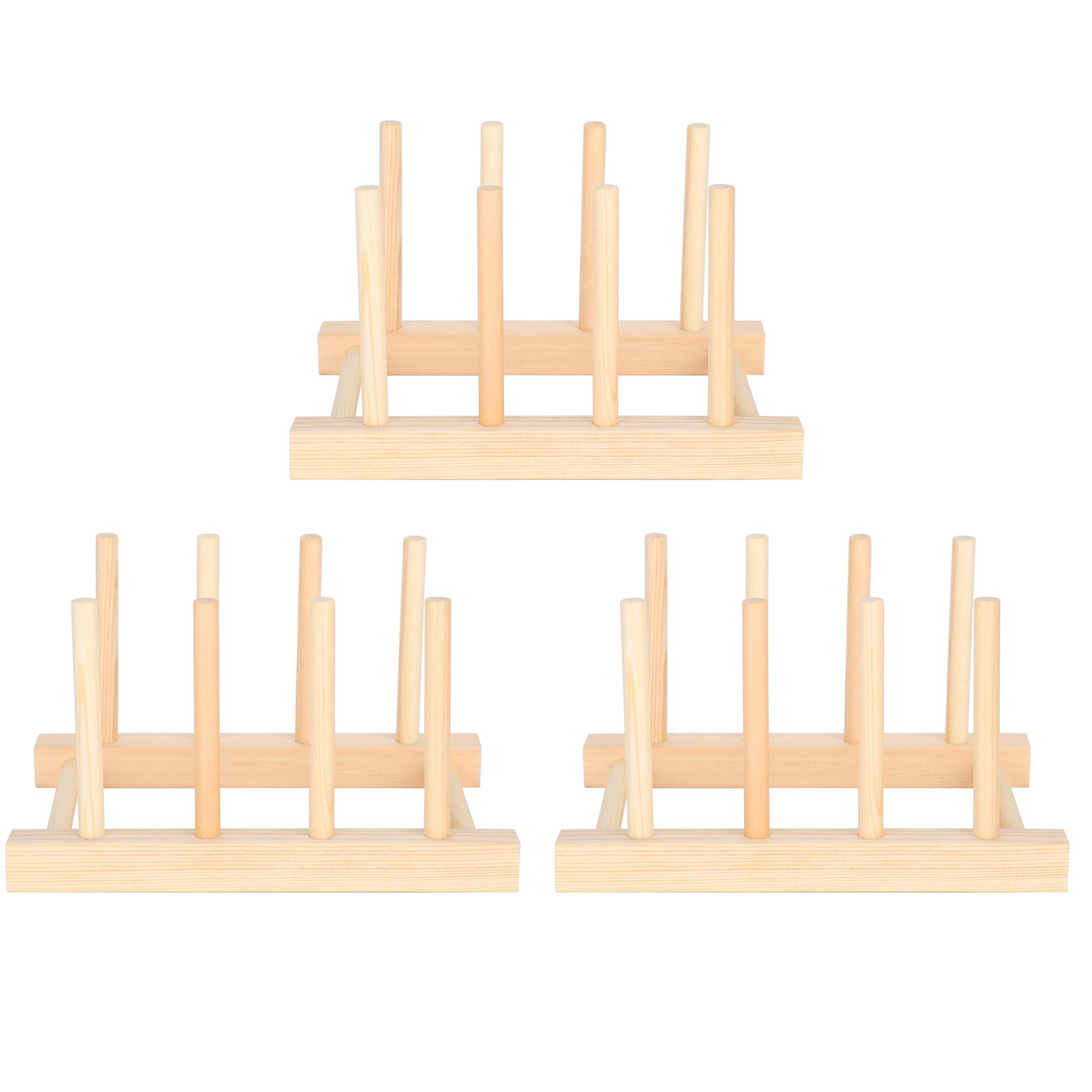 3 Set Kitchen Bowl Dish Draining Rack, Wooden Drain Dish Rack, Dinner Plate Storage Rack, Plates rack/Pans/Cups Dish rack, Kitchen Utensils
