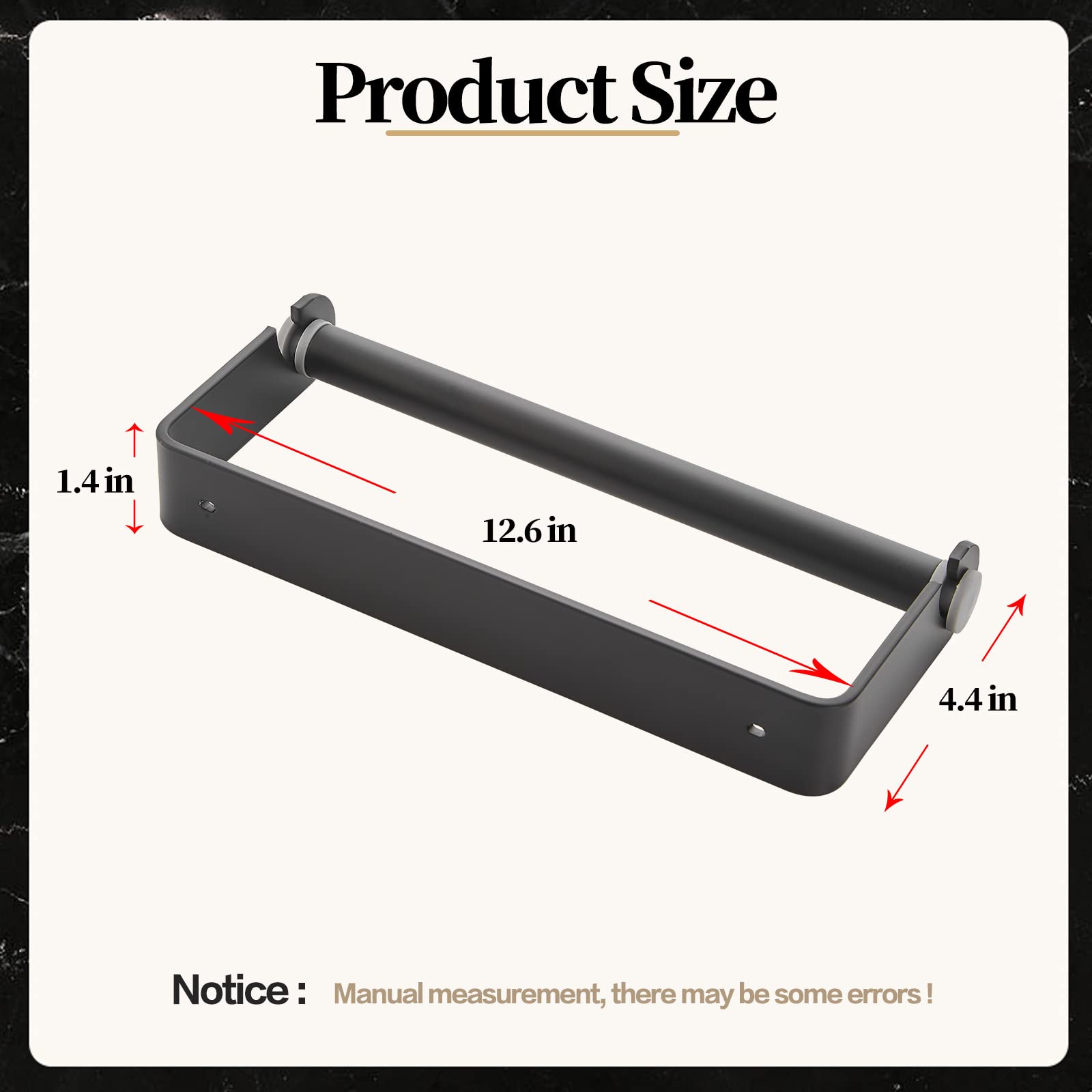 YOTWENK Paper Towel Holder Under Cabinet for Kitchen,Wall Mount Paper Towel Holder Paper Roll Holder,Self Adhesive or Screw Mounting Paper Towel Holder Wall Mount for Kitchen, Pantry (Black)