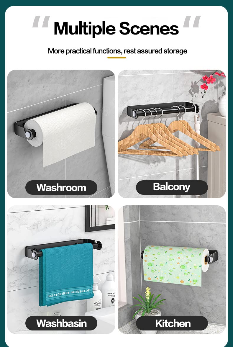 YOTWENK Paper Towel Holder Under Cabinet for Kitchen,Wall Mount Paper Towel Holder Paper Roll Holder,Self Adhesive or Screw Mounting Paper Towel Holder Wall Mount for Kitchen, Pantry (Black)