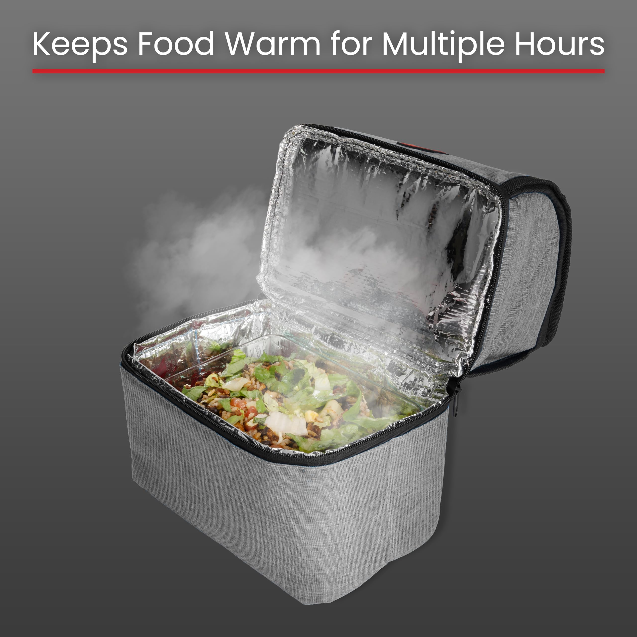 Lava Lunch™️ | Heated Lunch Box with Insulated Cold Compartment | Food Warmer Lunch Bag for Kids & Men & Women (Heather Grey)