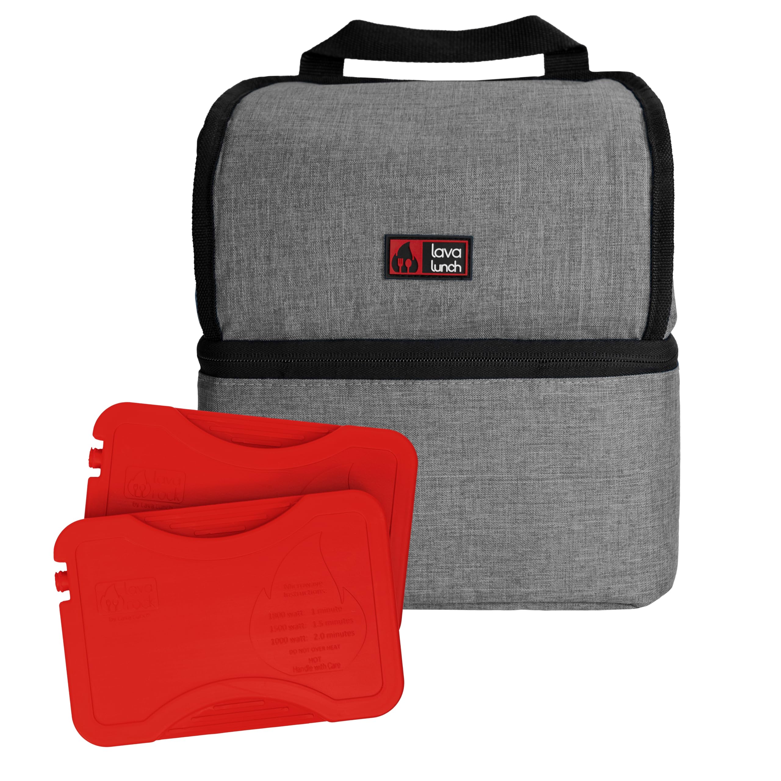 Lava Lunch™️ | Heated Lunch Box with Insulated Cold Compartment | Food Warmer Lunch Bag for Kids & Men & Women (Heather Grey)