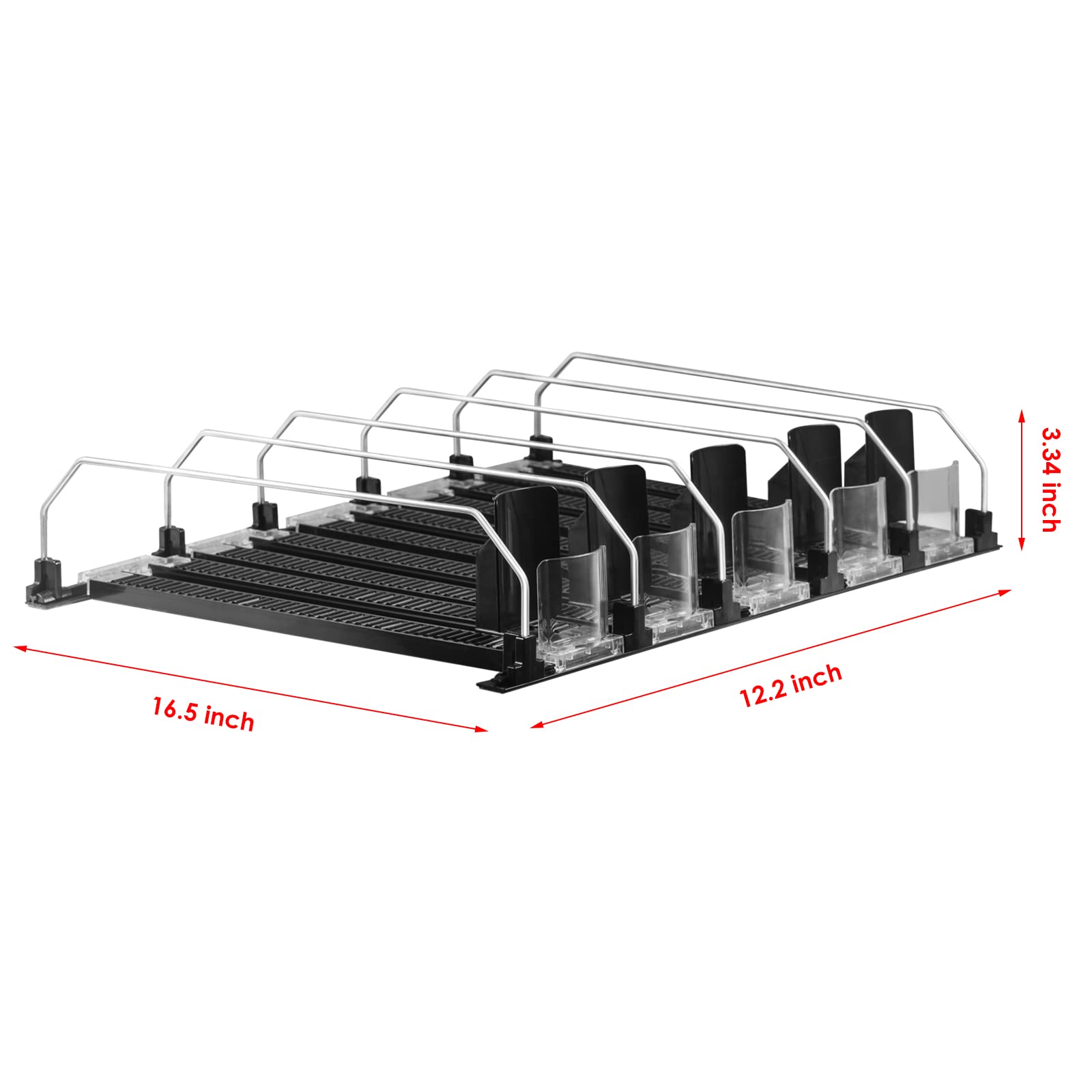 Jahy2Tech 5 Rows Soda Can Organizer for Refrigerator Automatic Pusher Glide Holds up to 30 Cans Self Pushing Drink Organizer Black