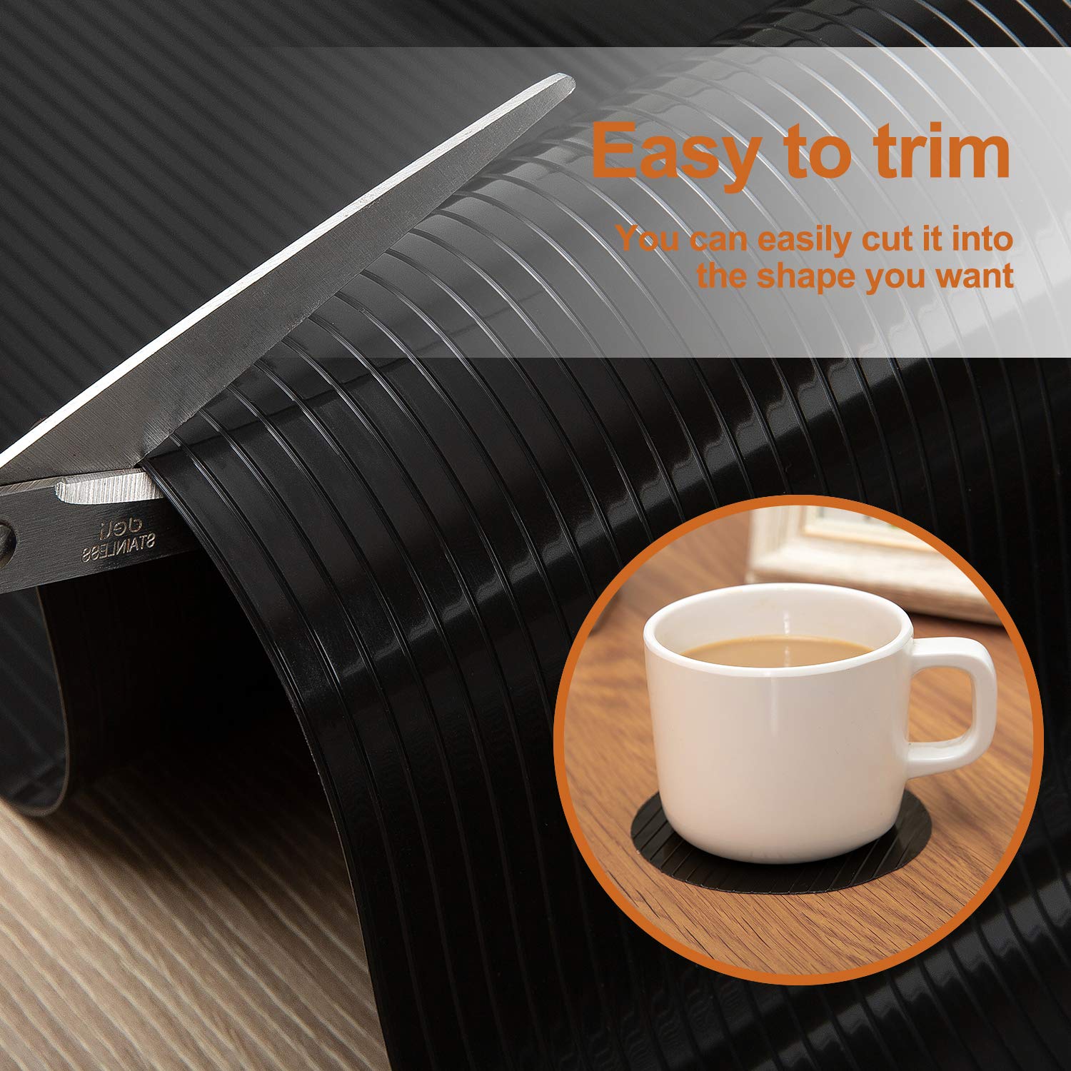 SinhRinh Drawer and Shelf Liner, 12IN x 10 FT Non Slip Non Adhesive Cabinet Liner for Kitchen and Desk - Black Ribbed