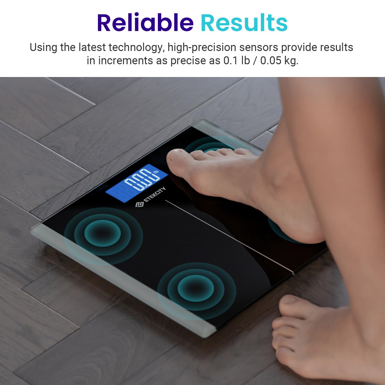 Etekcity Digital Body Weight Bathroom Scale with Step-On Technology, Reliable Results with High Precision Measurements, Large Backlit LCD Display, 400 Pounds