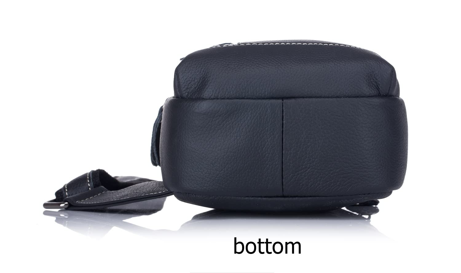 BULLCAPTAIN Men Leather Sling Chest Bag Outdoor Travel Shoulder Crossbody Bags Hiking Small Backpack (Black)
