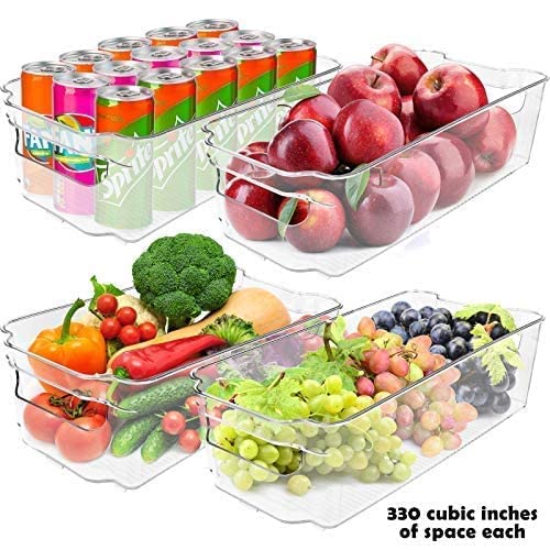 Greenco Refrigerator Organizer Bins, Stackable Fridge Organizer, Set of 8, Storage Containers with Durable Handles, Kitchen Organization Freezer, Pantry and Cabinets - BPA Free, Shatter Proof, Clear, Medium and Large