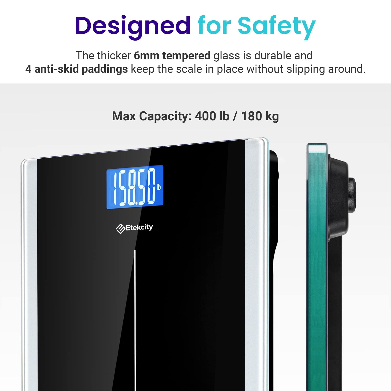Etekcity Digital Body Weight Bathroom Scale with Step-On Technology, Reliable Results with High Precision Measurements, Large Backlit LCD Display, 400 Pounds