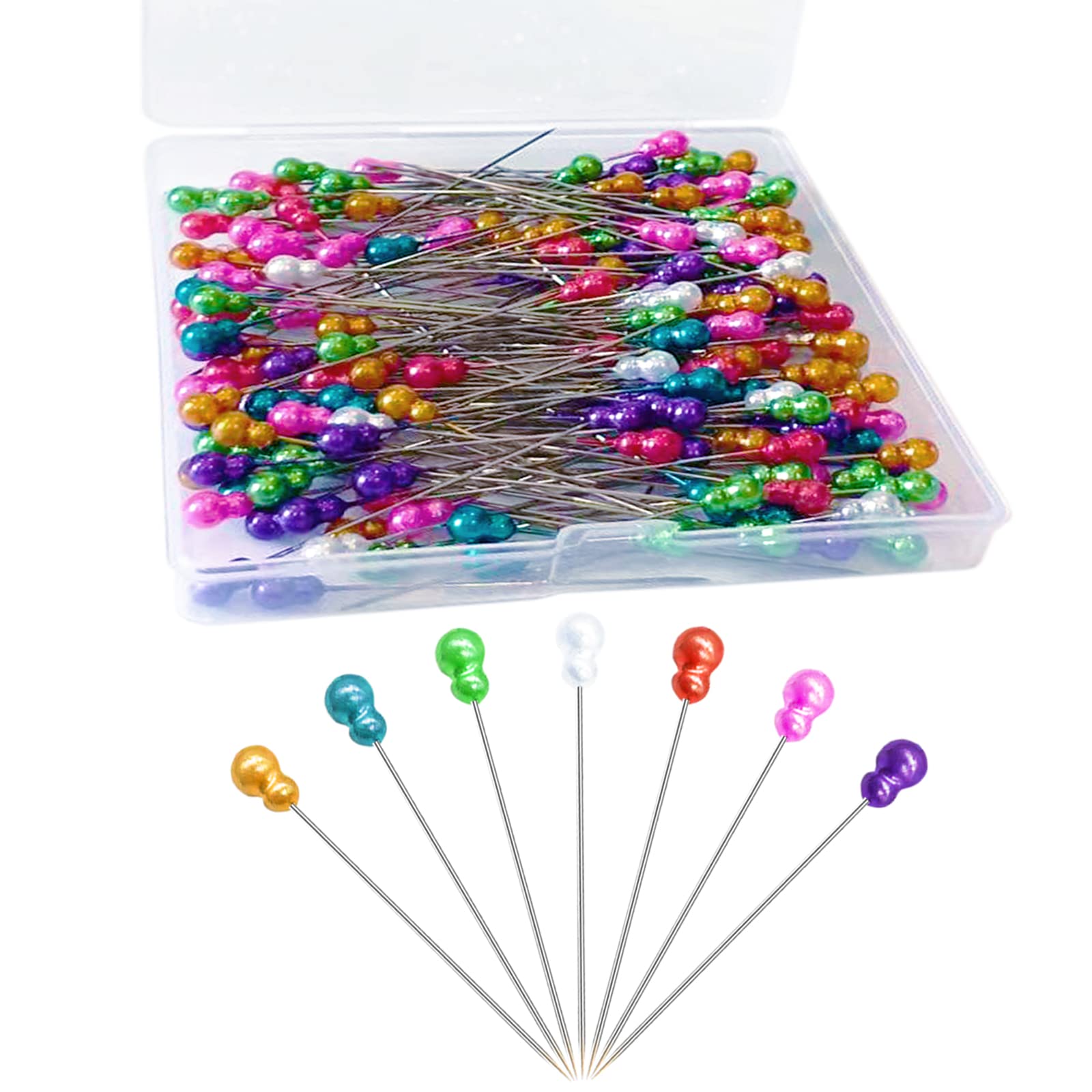 Sewing Pins, Straight Pins with Gourd Pearlized Head Pin, Long 2.2 Inch Sewing Pins for Fabric, Multicolor Quilting Pins for Crafts Dressmaker DIY Decoration, Stick Pins for Sewing Project