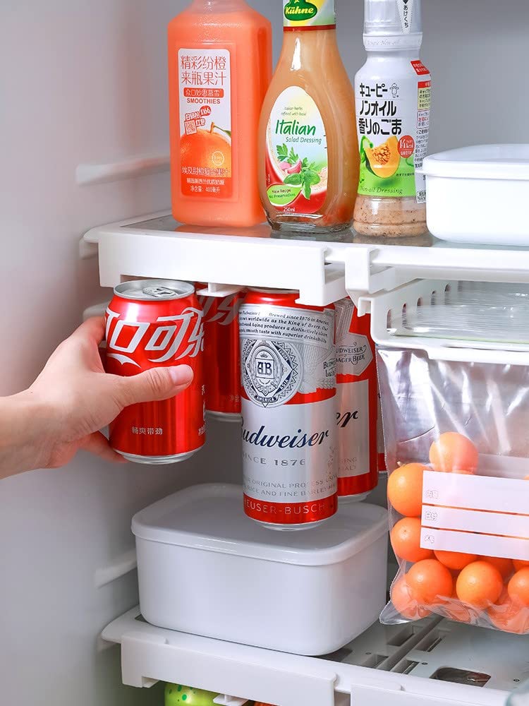 2 Pack Stacking Can Dispenser for Fridge,Hanging Soda Organizer for Refrigerator Adjustable Can Dispenser for Pantry, Freezer, Kitchen, Beverage Holder More 50% Space Save Fridge,Hold Up to 16 Cans